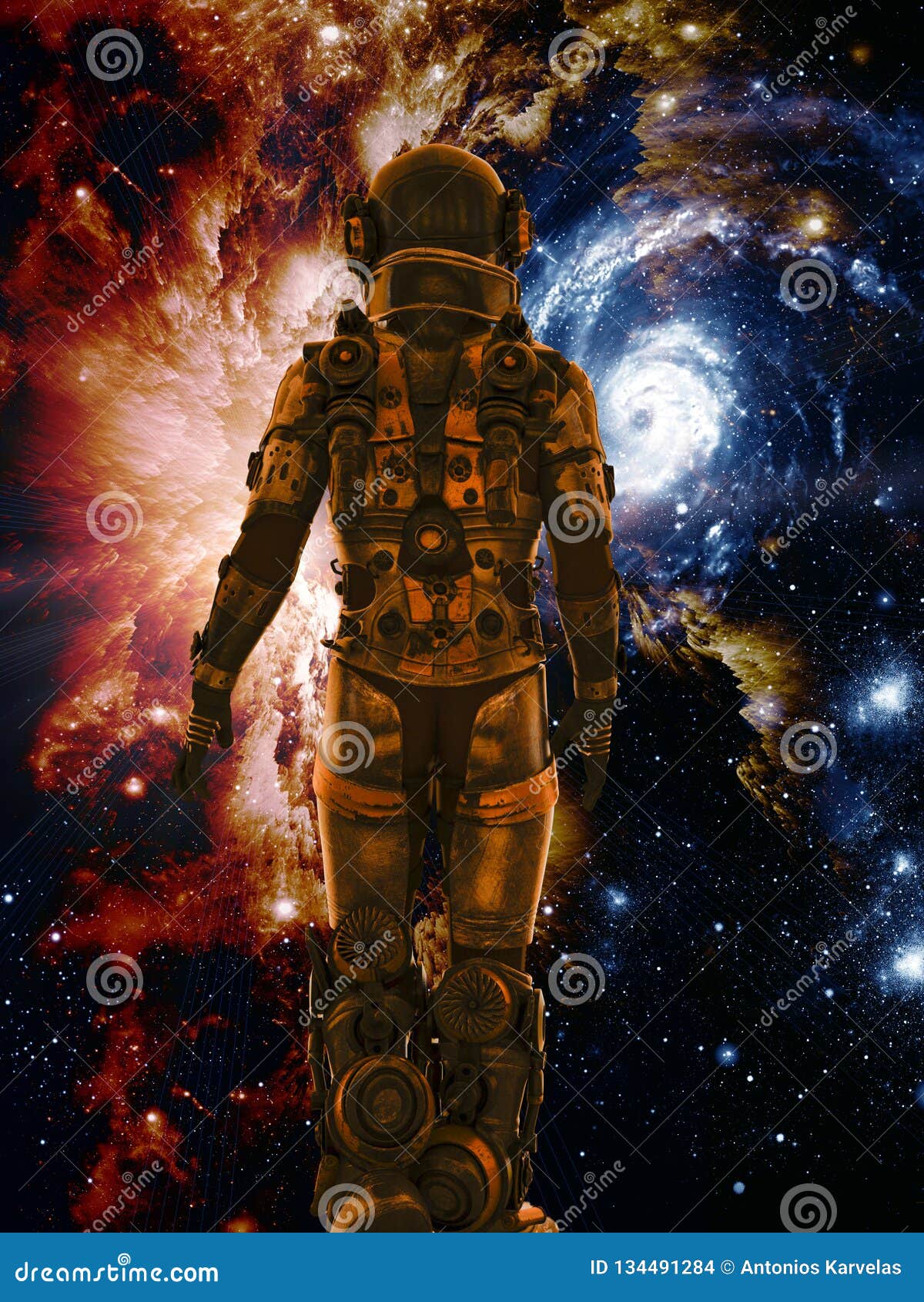 Space Traveler Looking the Deep Space Stock Illustration - Illustration ...