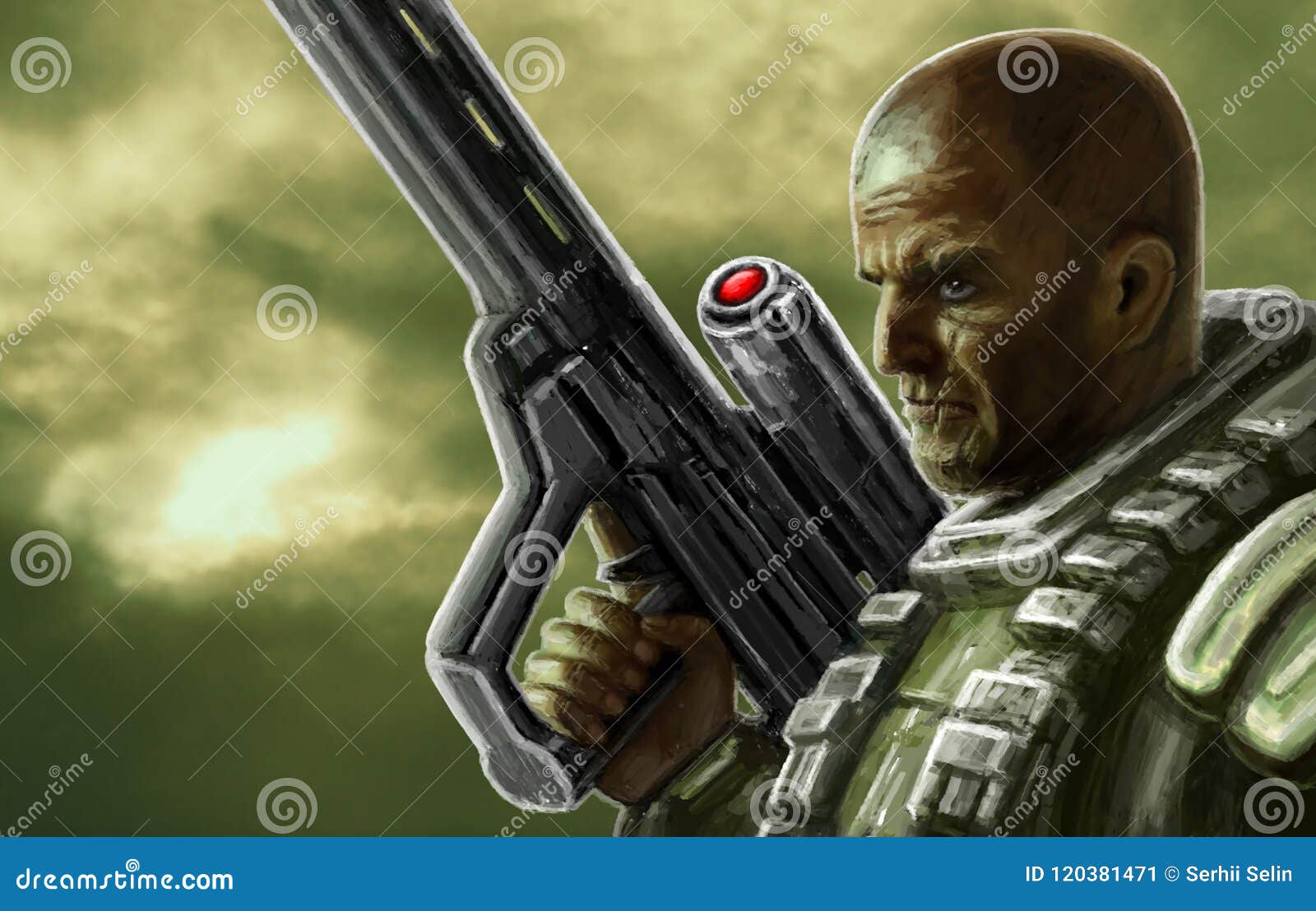 Space Trooper In Suit With A Heavy Gun. Royalty-Free Stock Photo ...