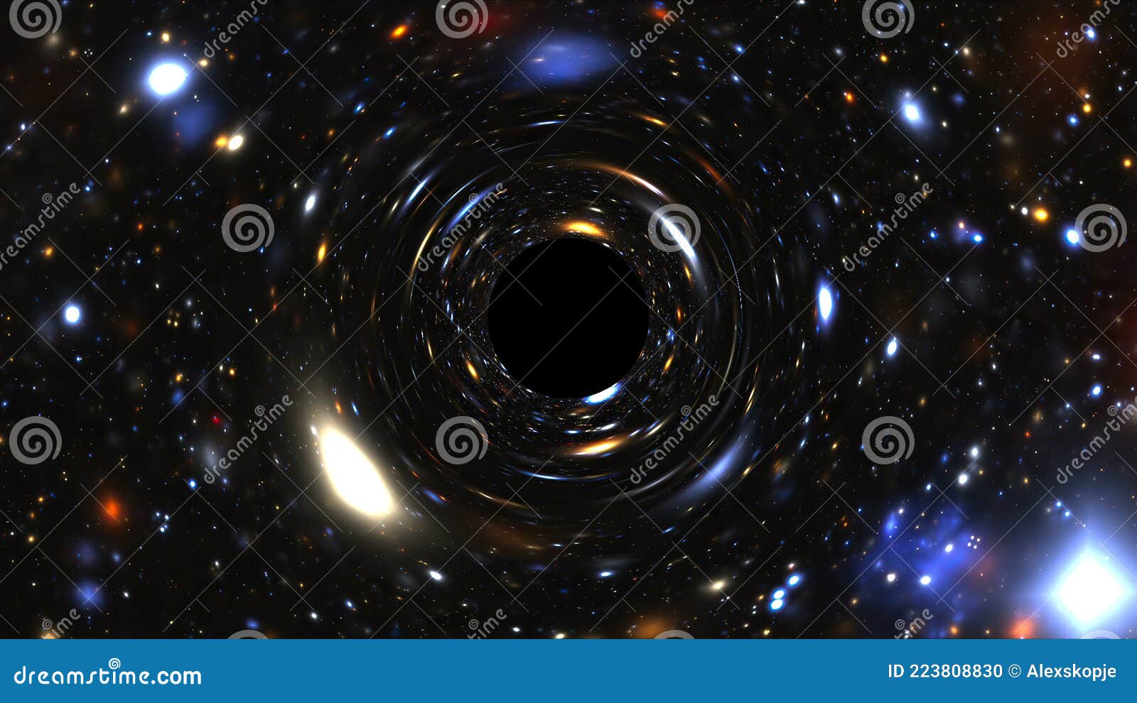 Space Tunnel with Galaxy and Nebulae Simulation Stock Illustration ...