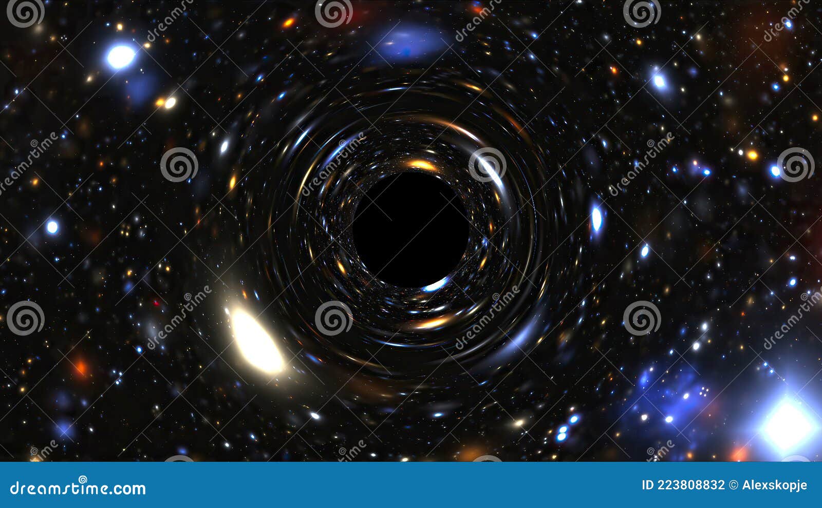 Space Tunnel with Galaxy and Nebulae Simulation Stock Illustration ...