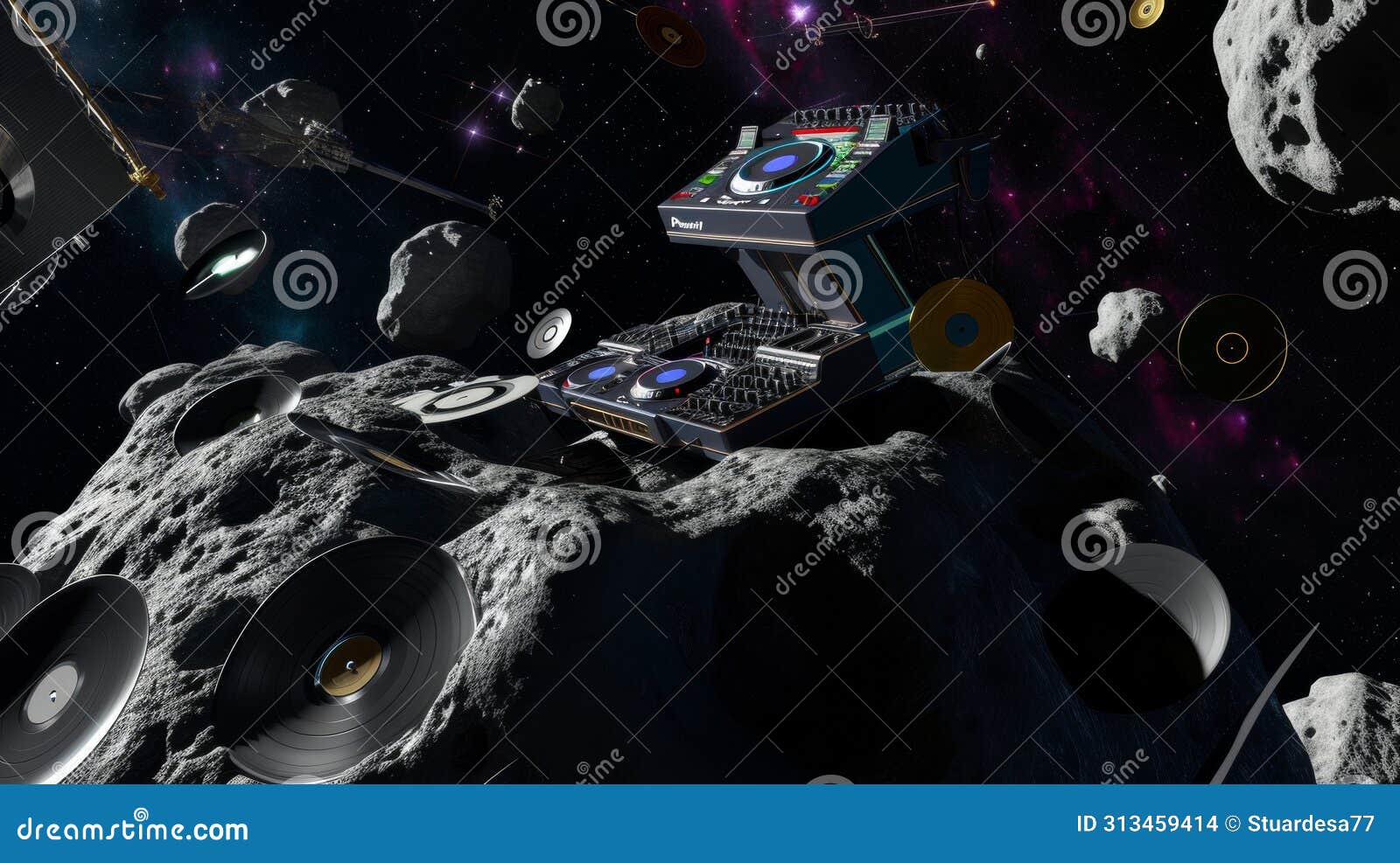 Space Turntable on Asteroid Stock Photo - Image of records, asteroid ...