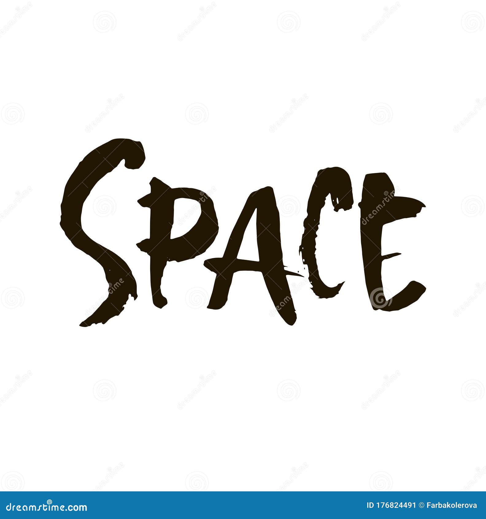 Space Typography Lettering - Handmade with Wet Brush and Black Ink ...