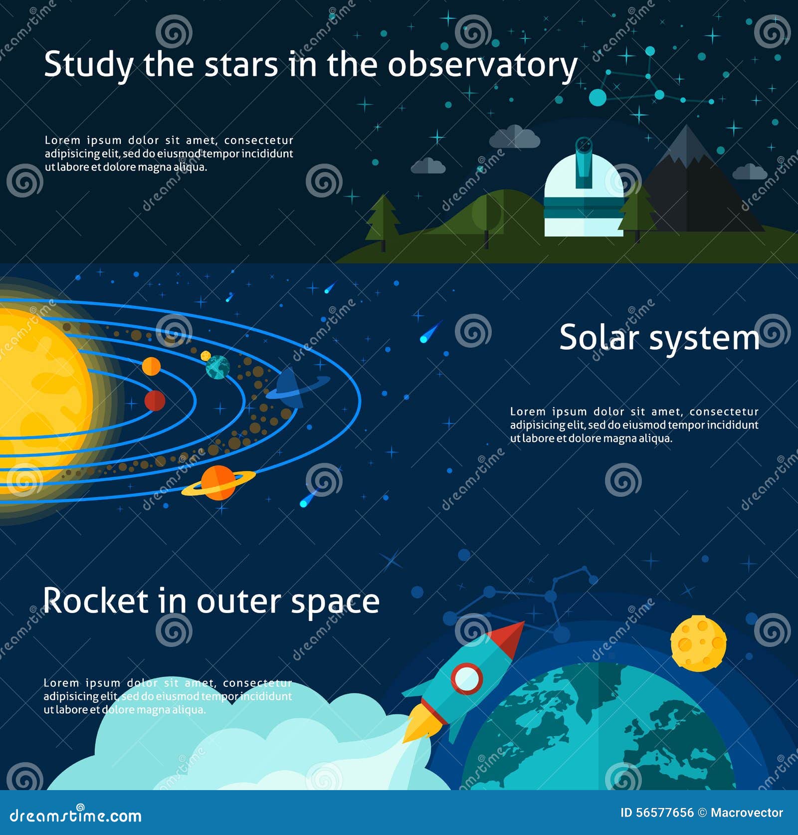 Space and Universe Banner Set Stock Vector - Illustration of isolated ...