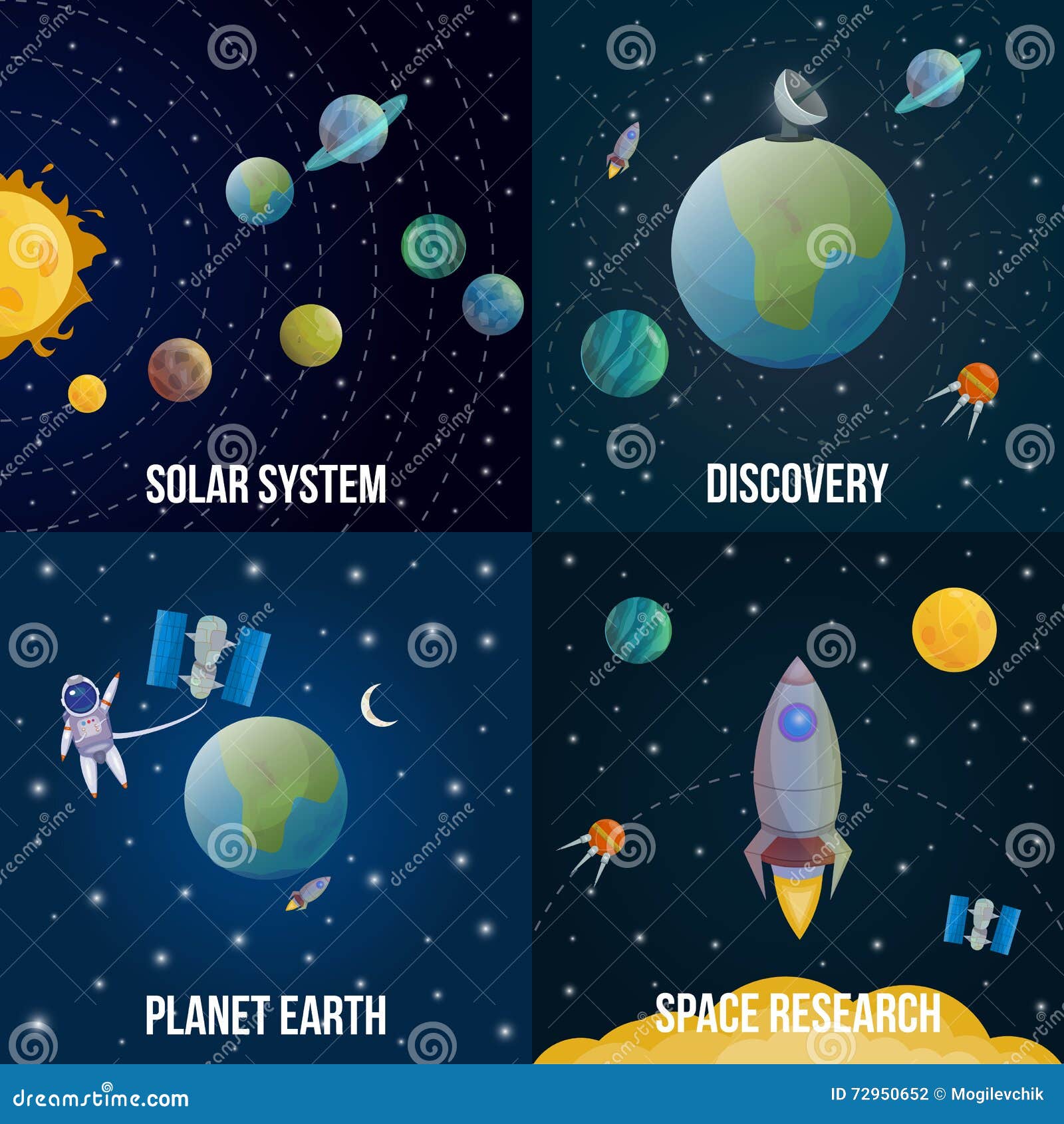 Square Universe Background. Dark Blue Space With Stars, Planets Vector ...