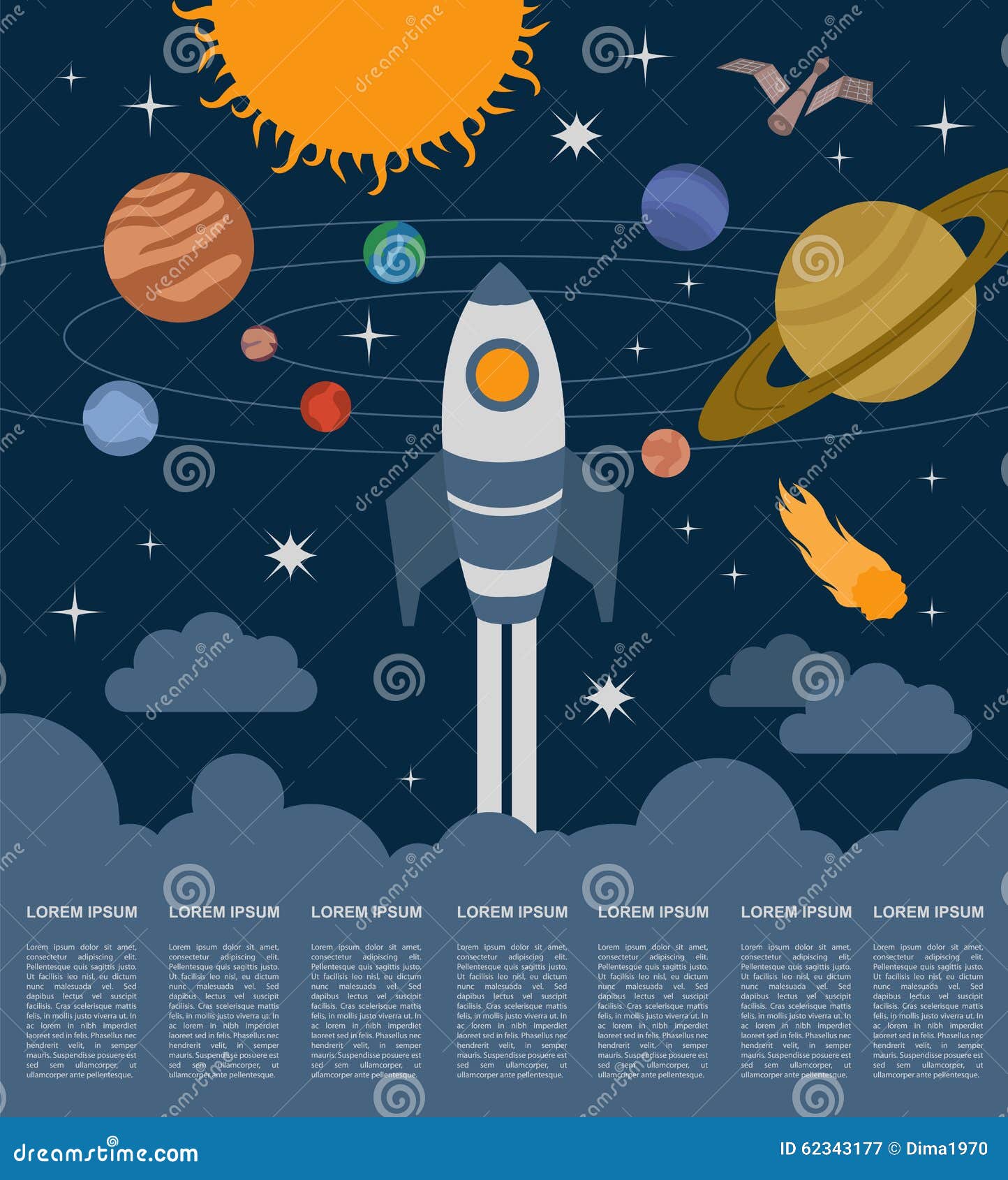 Space, Universe Graphic Design. Infographic Template Stock Vector ...