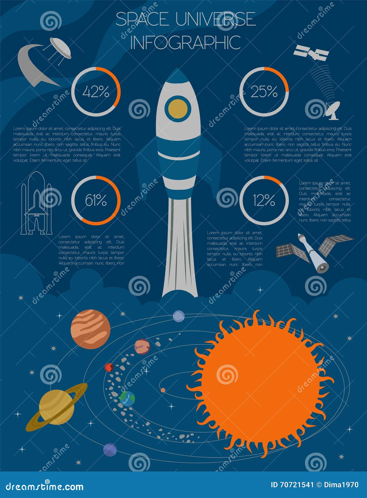Space, Universe Graphic Design. Infographic Template Stock Vector ...
