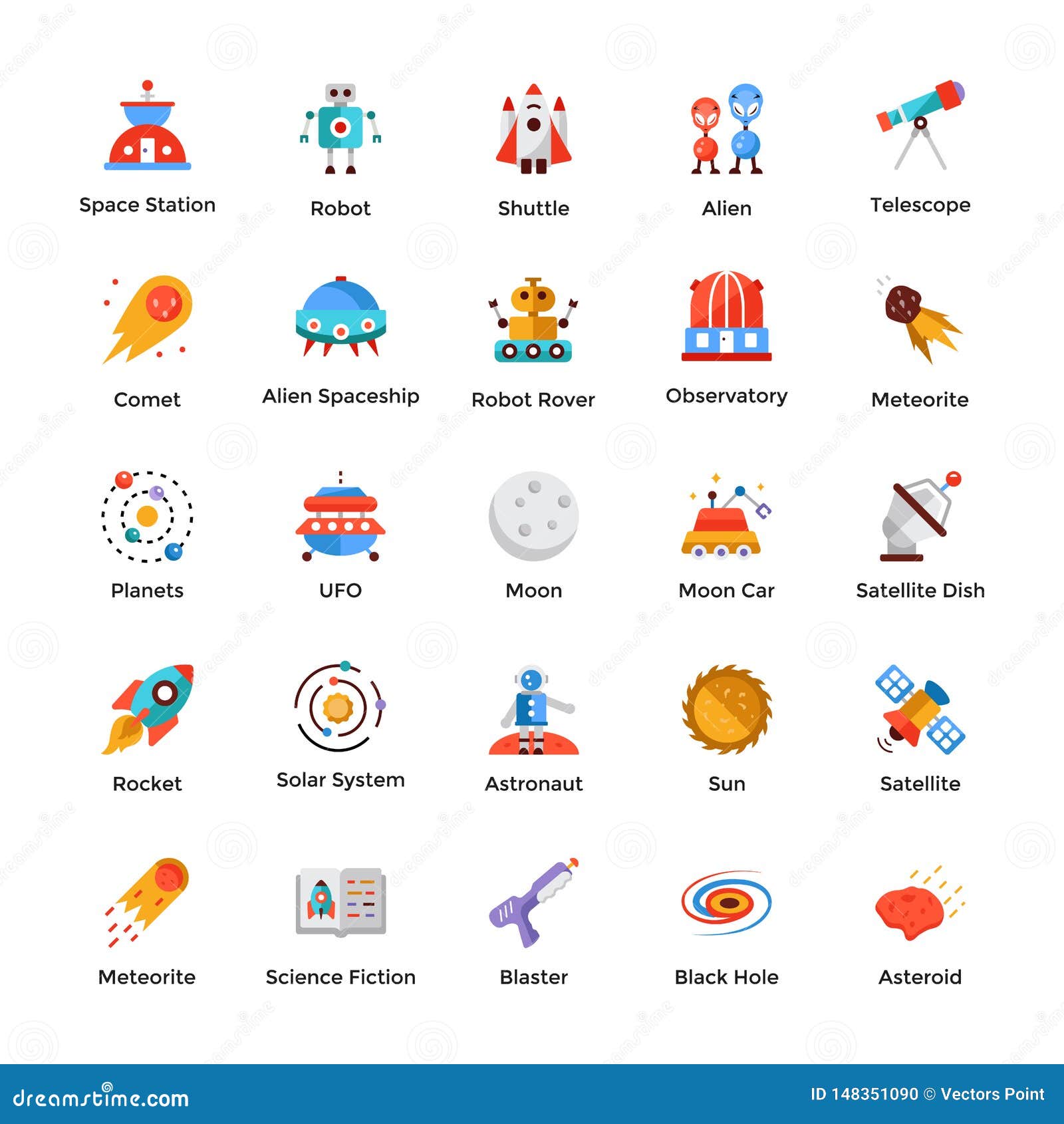 Space and Universe Icons Pack Stock Illustration - Illustration of ...