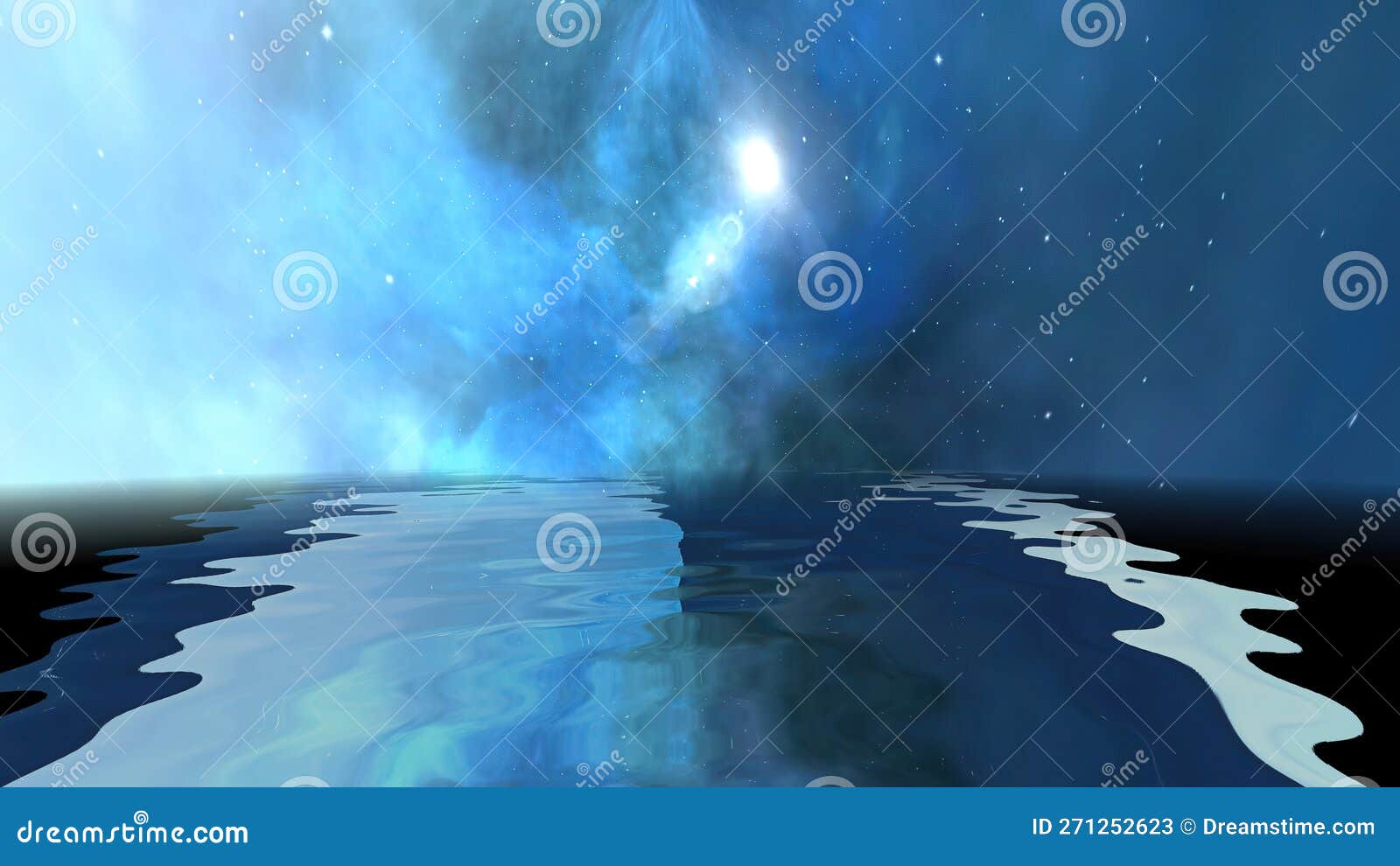 Space Universe with Stars and Galaxies Reflected in Water Stock ...
