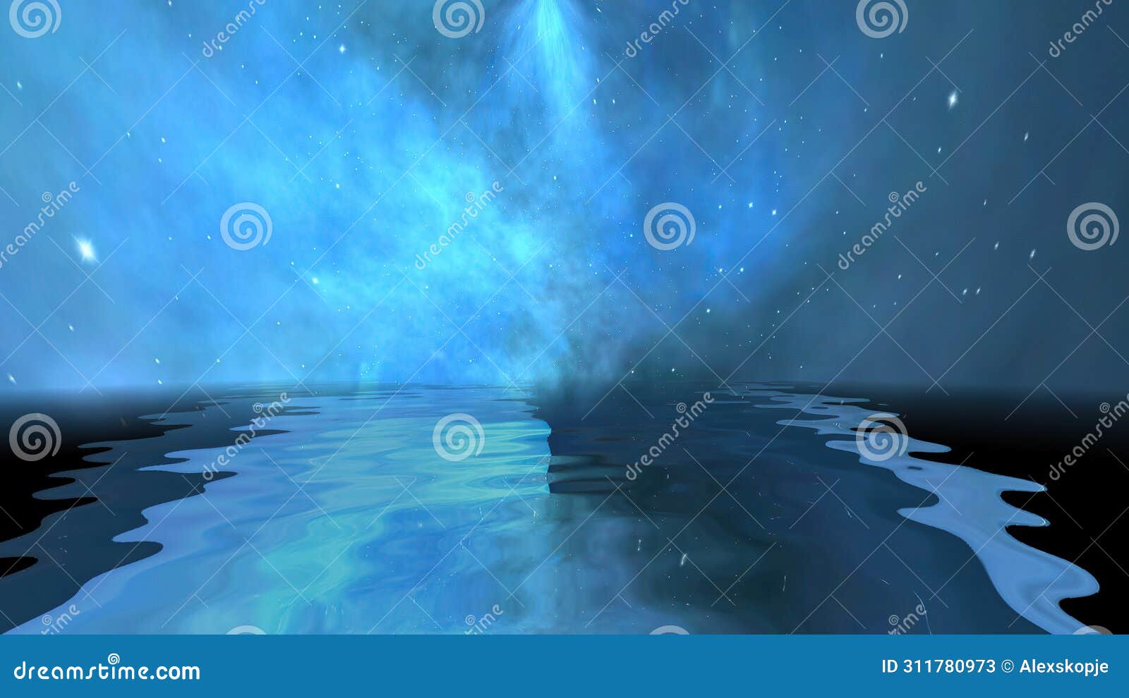 Space Universe with Stars and Galaxies Reflected in Water Stock ...