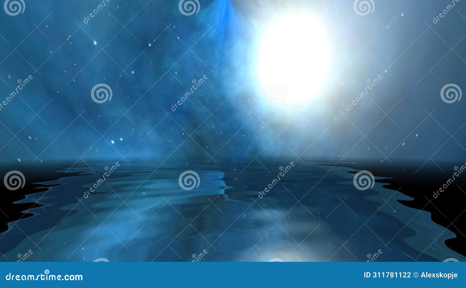Space Universe with Stars and Galaxies Reflected in Water Stock ...