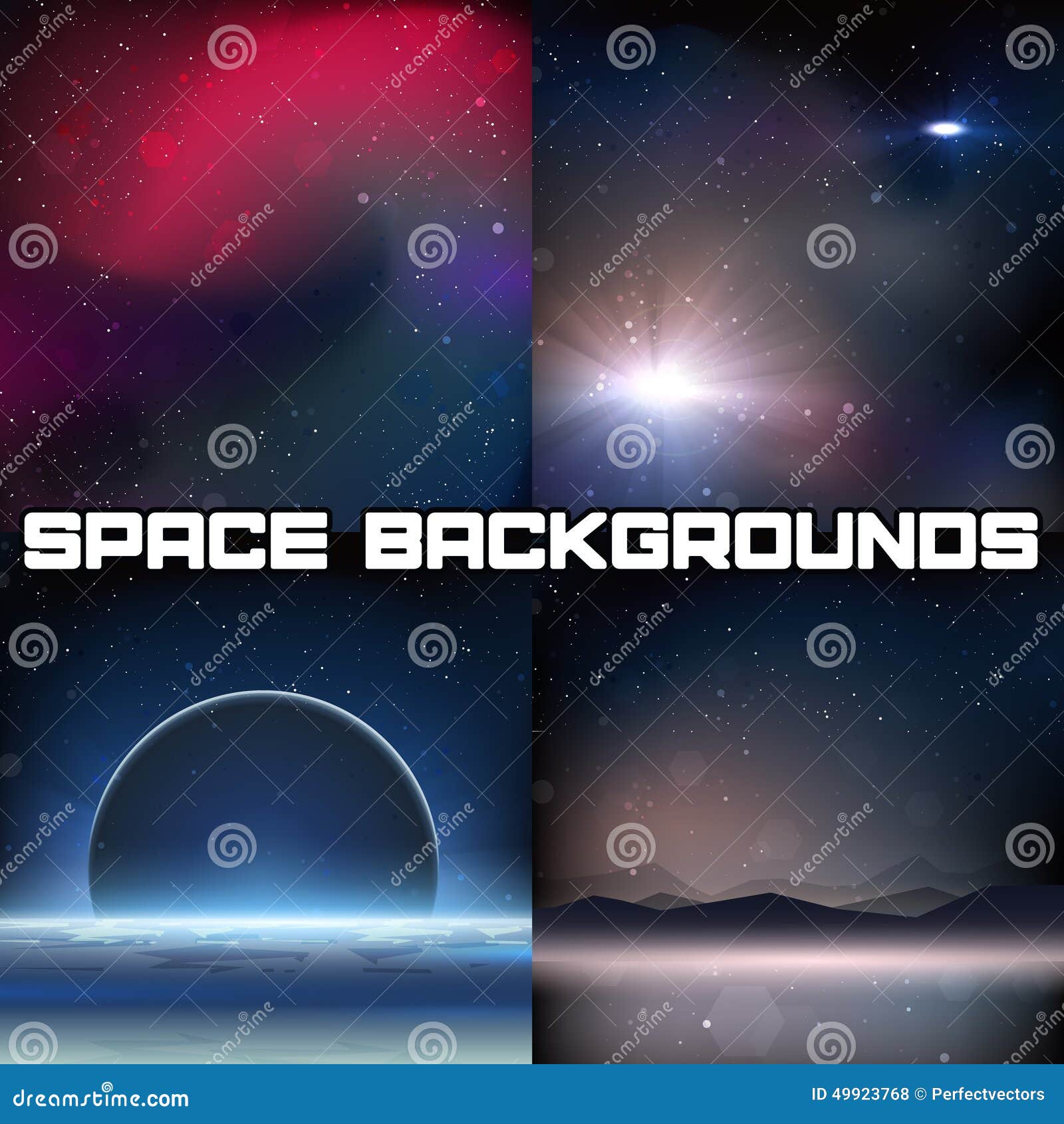 4 Space Vector Backgrounds stock vector. Illustration of horizon - 49923768