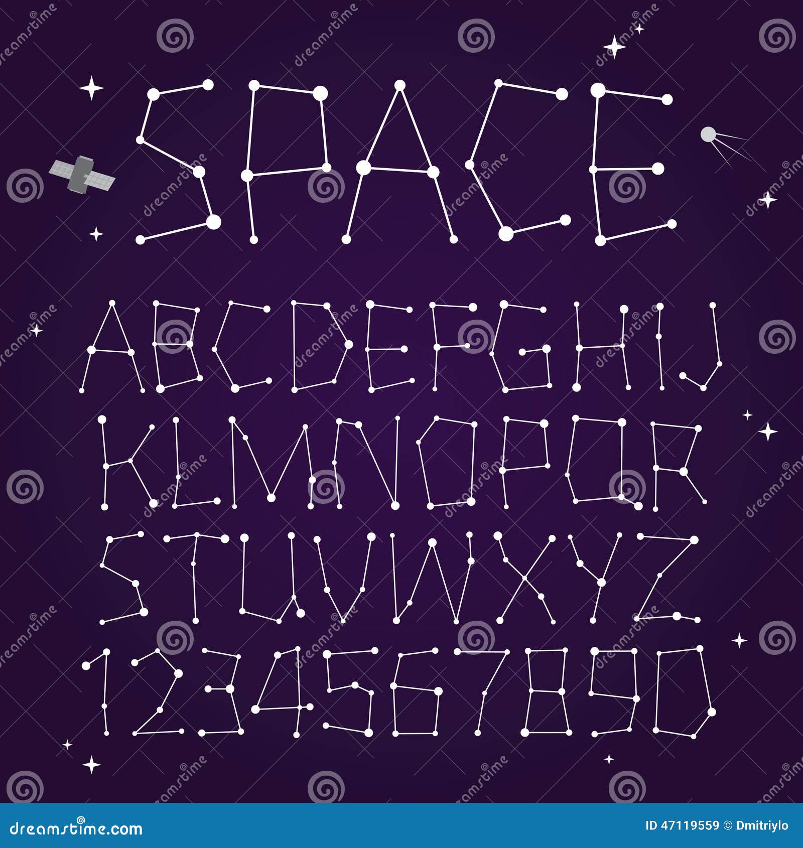 Space vector font stock vector. Illustration of color - 47119559