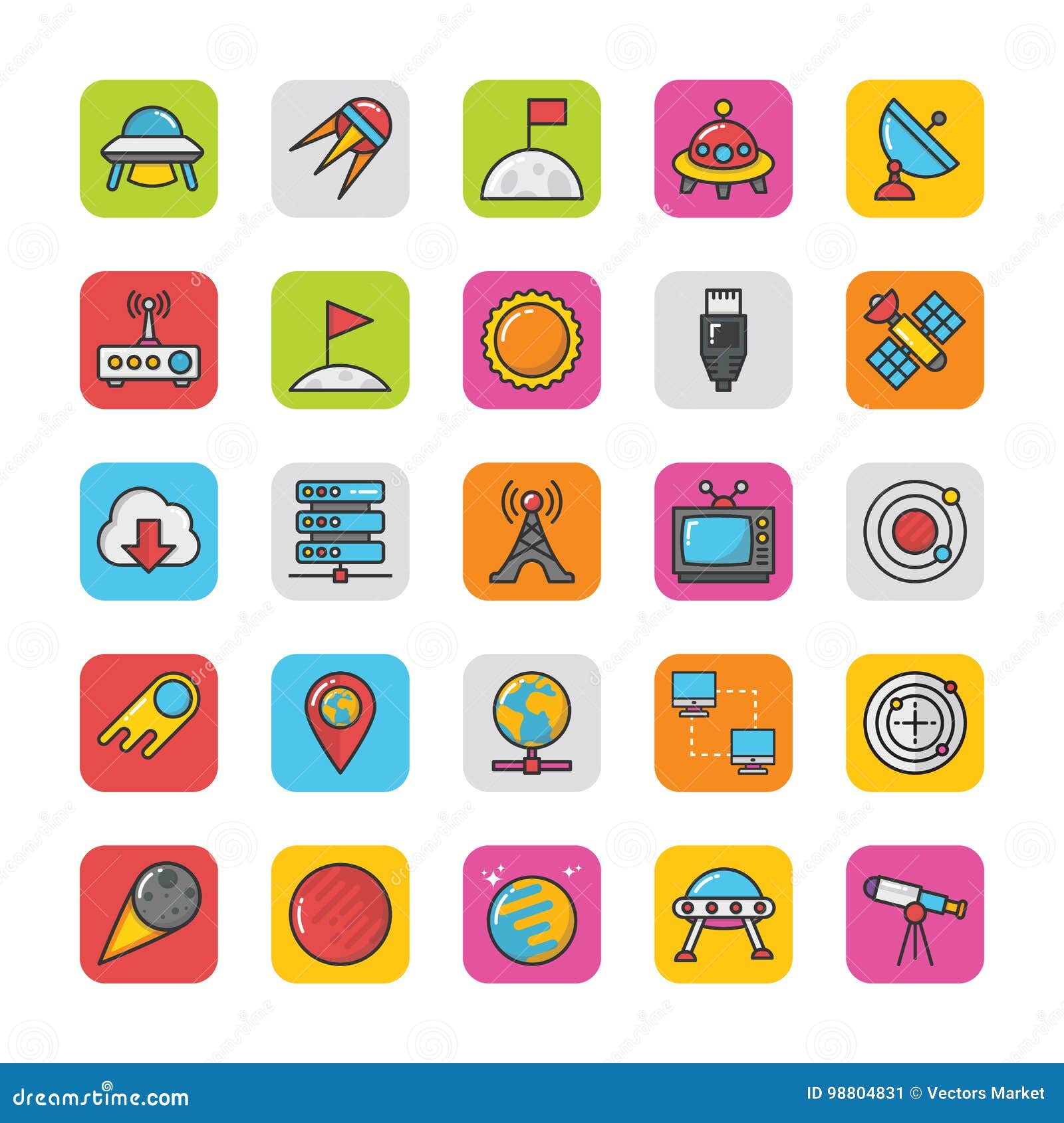 Space Vector Icons 3 stock illustration. Illustration of planet - 98804831