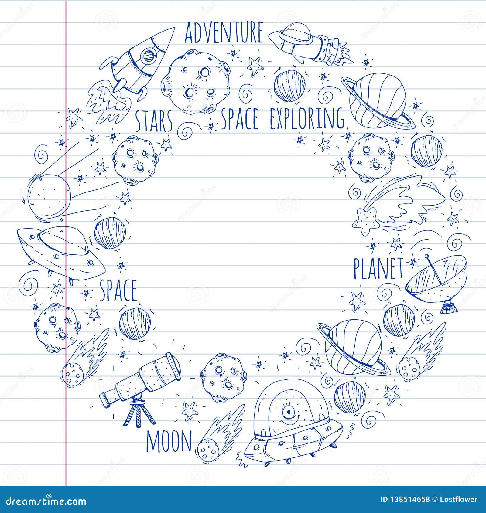 Space Vector Illustration. Science, Technology Pattern. Rocket and ...