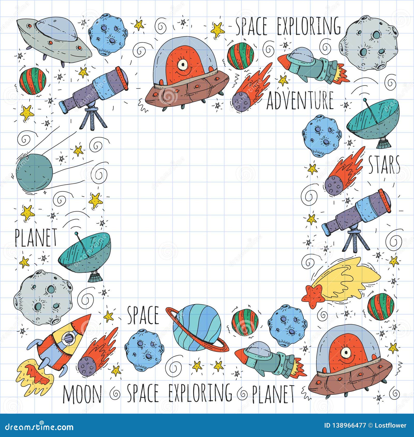 Space Vector Illustration. Science, Technology Pattern. Rocket and ...