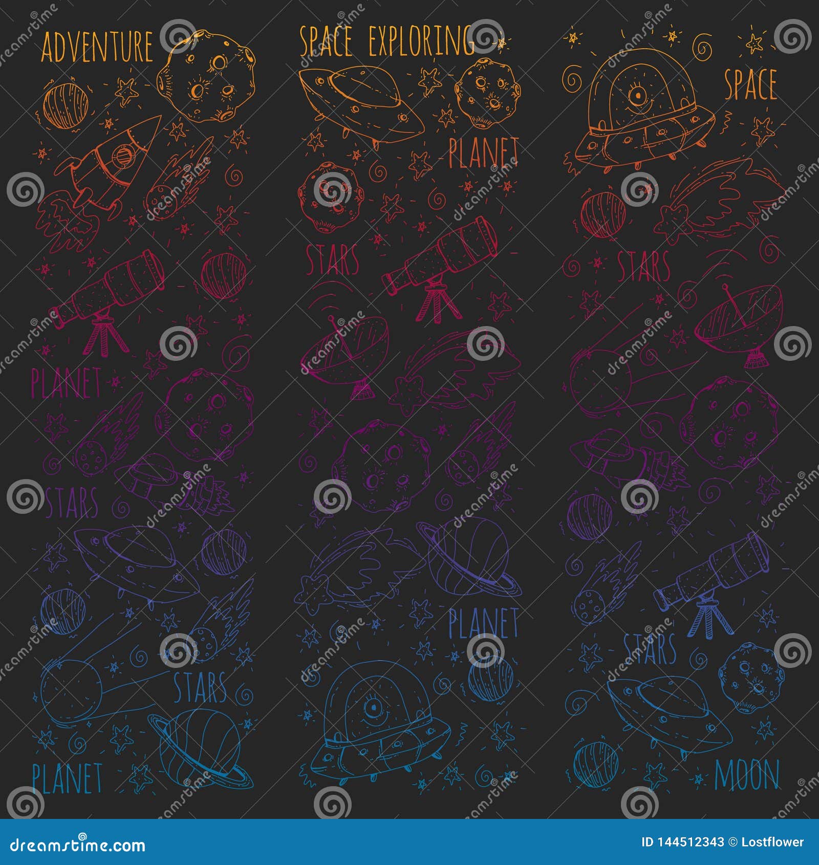 Space Vector Illustration. Science, Technology Pattern. Rocket and ...