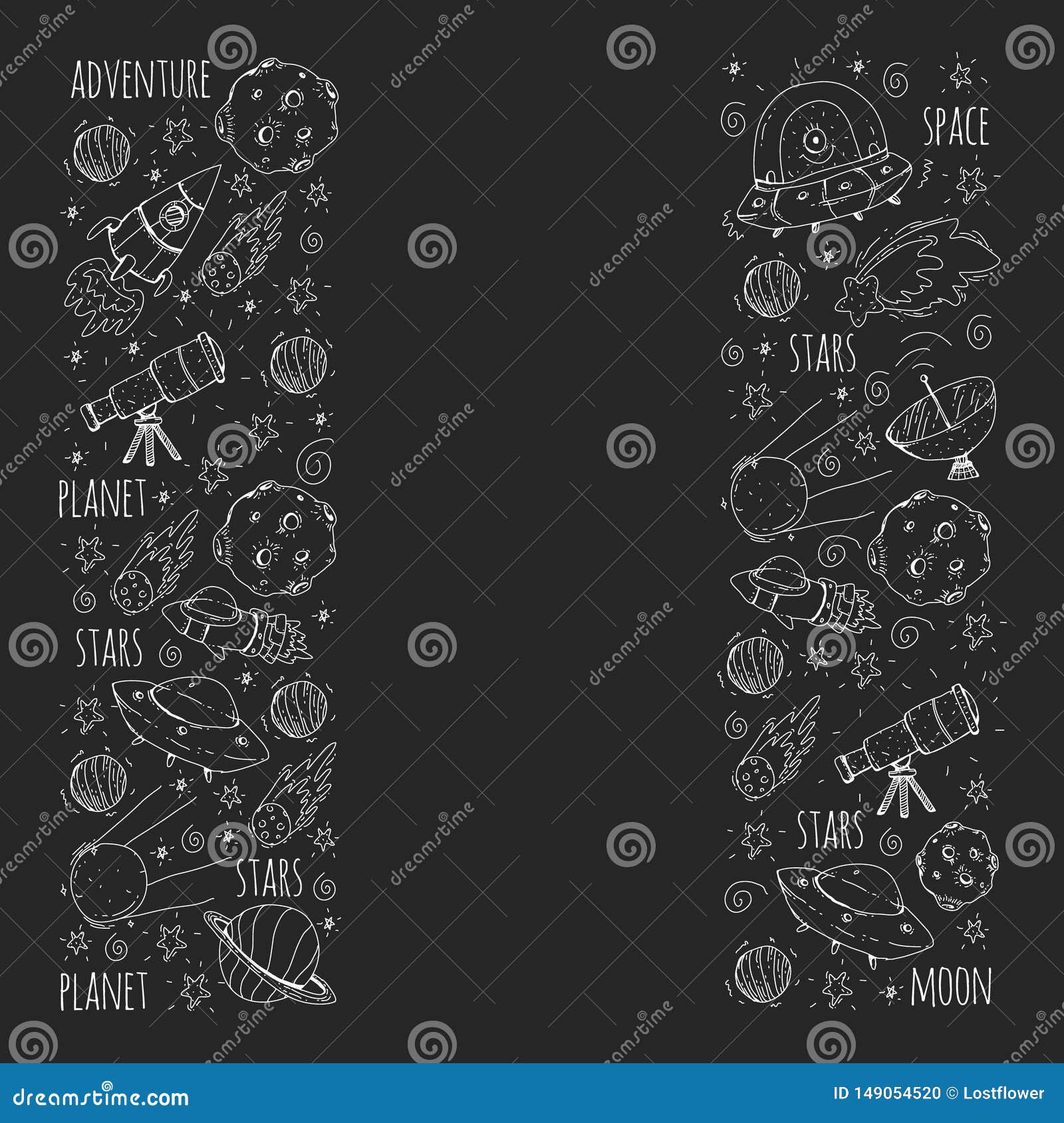 Space Vector Illustration. Science, Technology Pattern. Rocket and ...