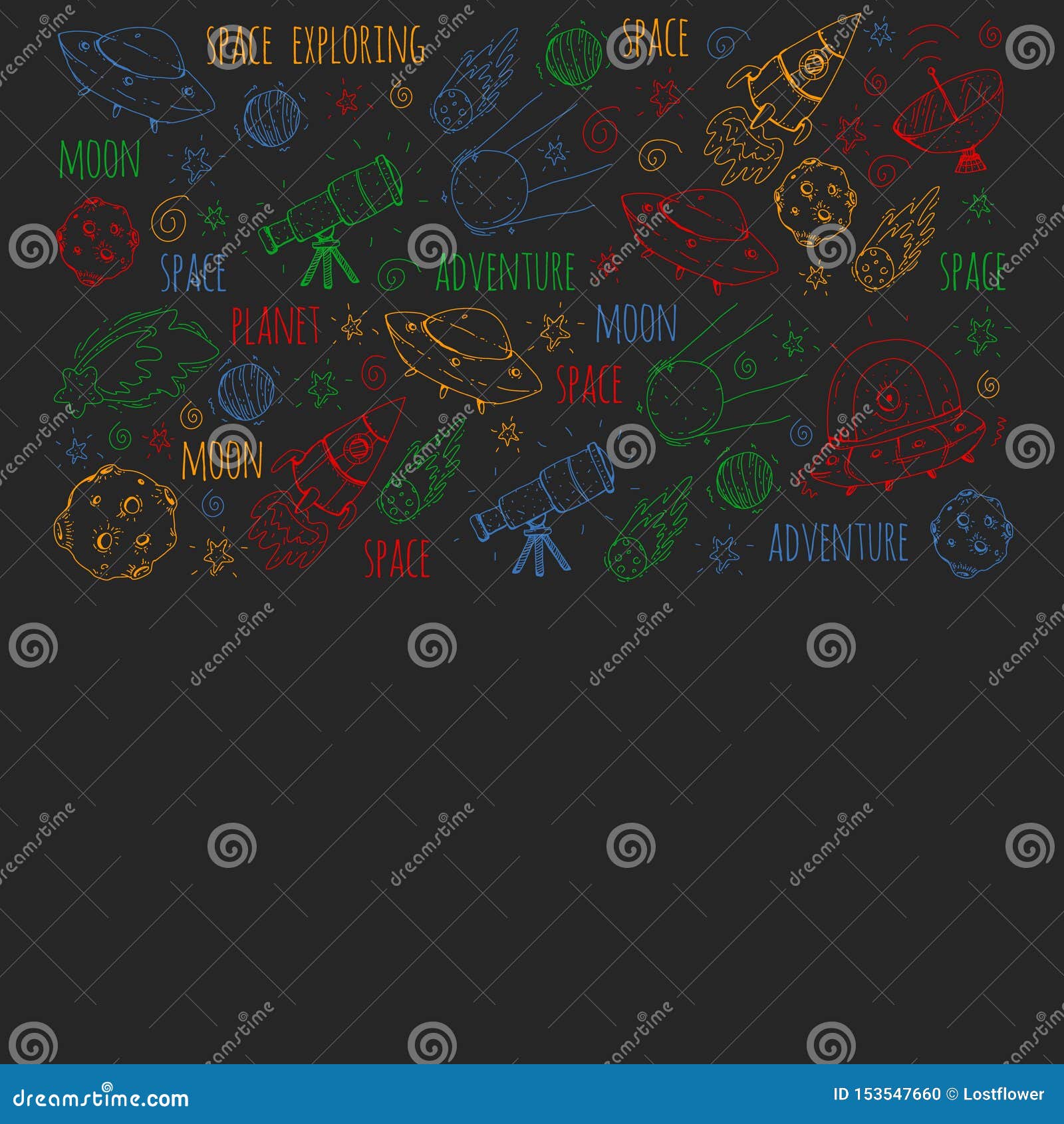 Space Vector Illustration. Science, Technology Pattern. Rocket and ...