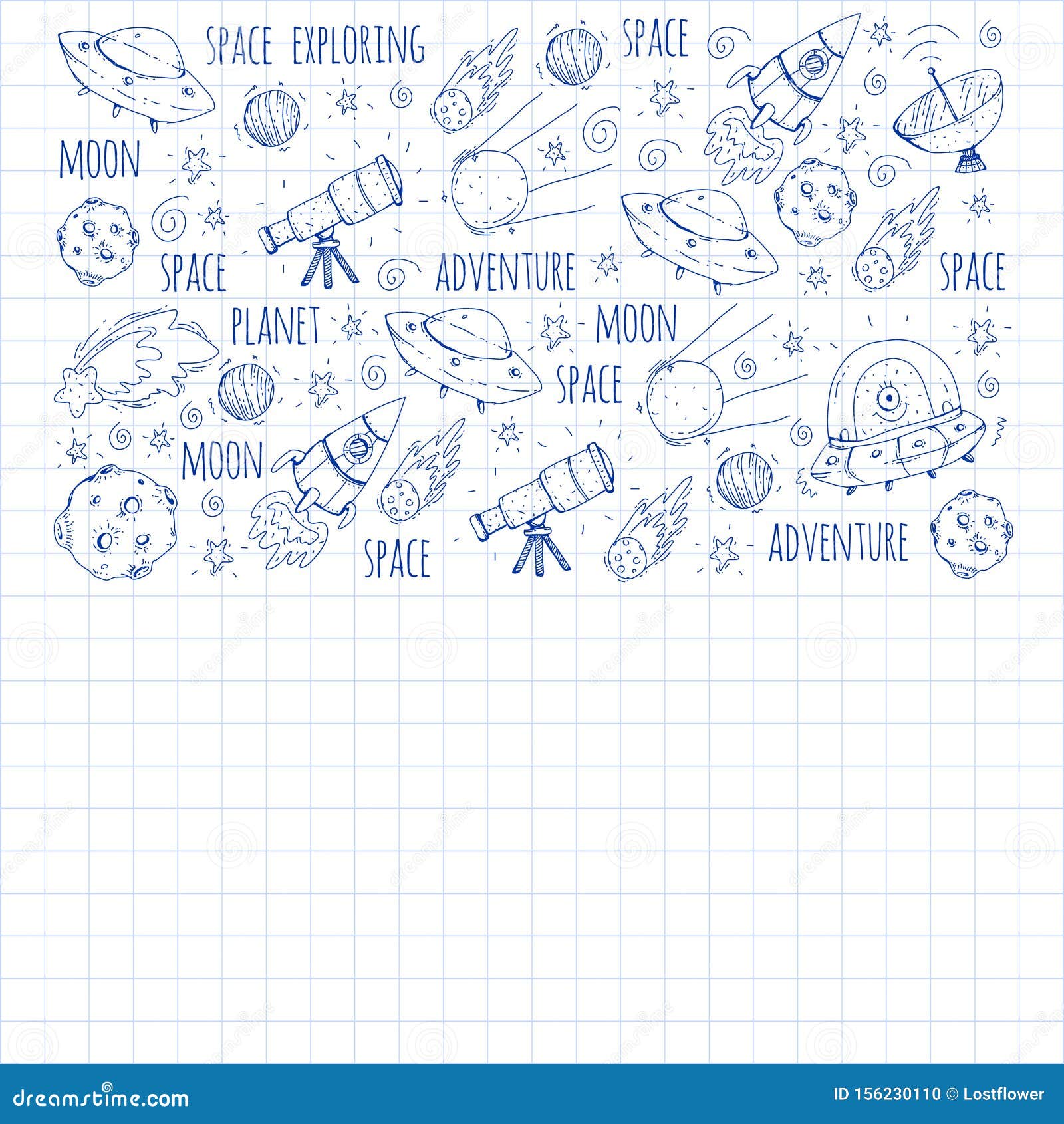 Space Vector Illustration. Science, Technology Pattern. Rocket and ...