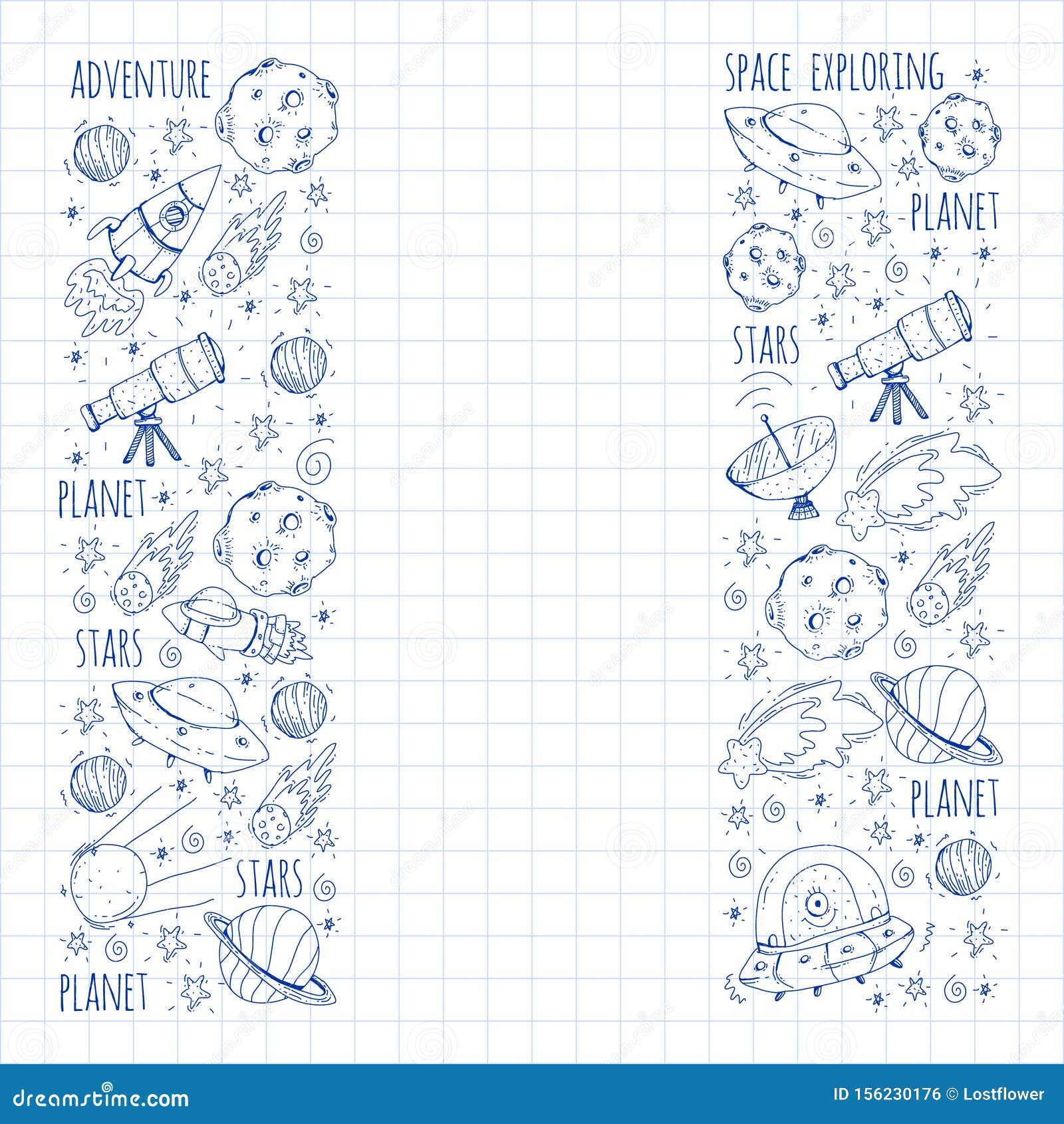 Space Vector Illustration. Science, Technology Pattern. Rocket and ...