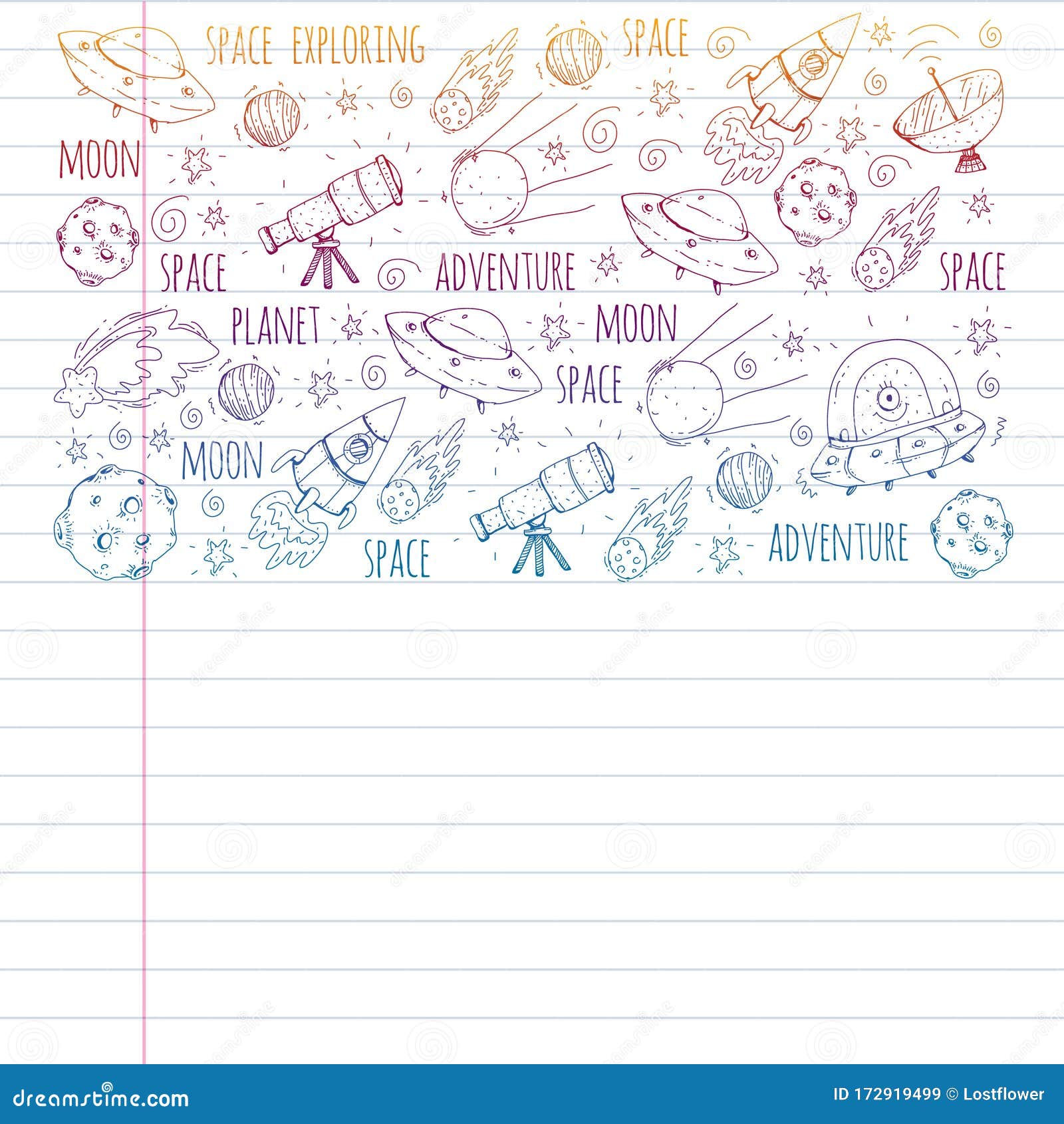 Space Vector Illustration. Science, Technology Pattern. Rocket and ...