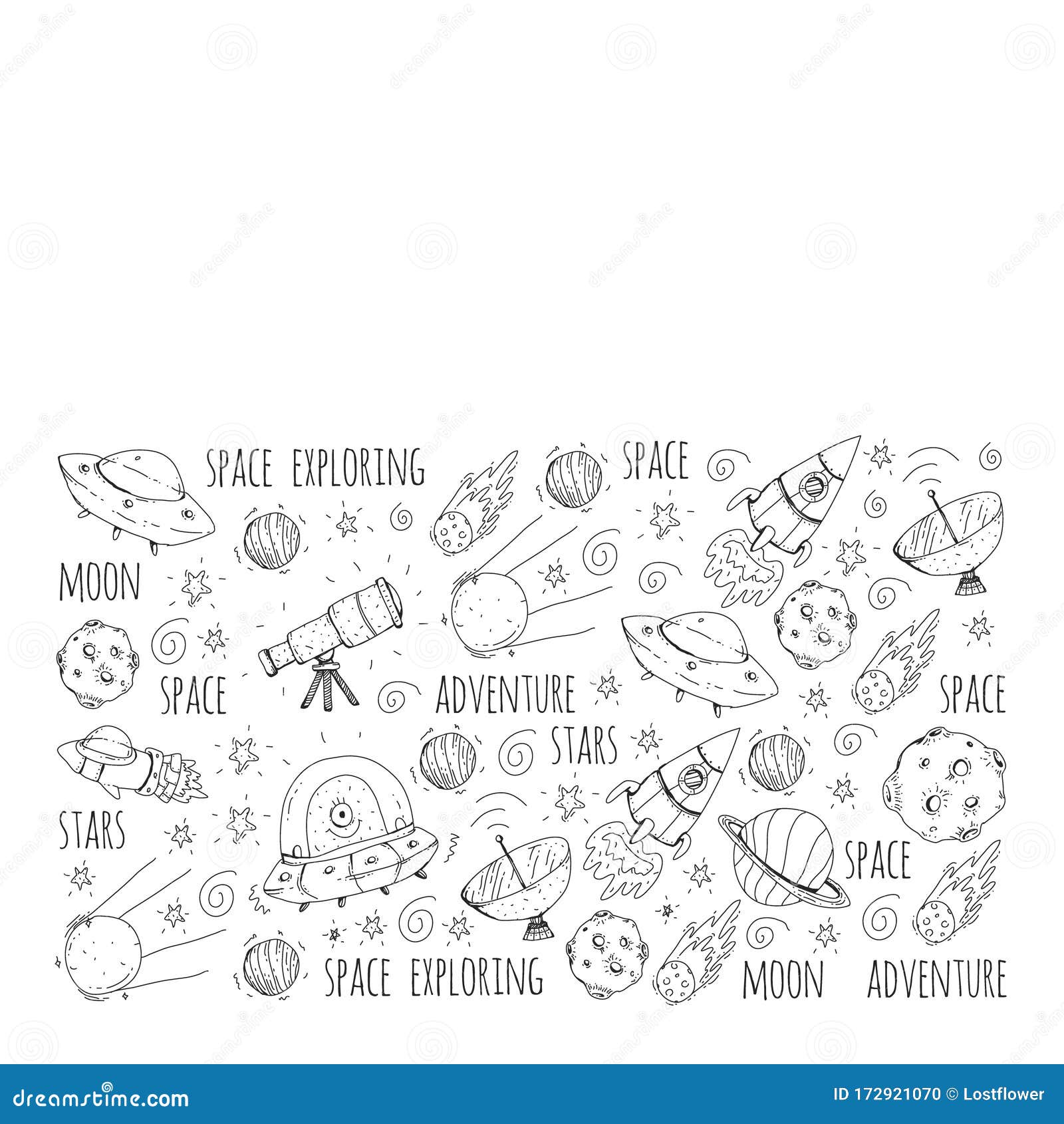 Space Vector Illustration. Science, Technology Pattern. Rocket and ...