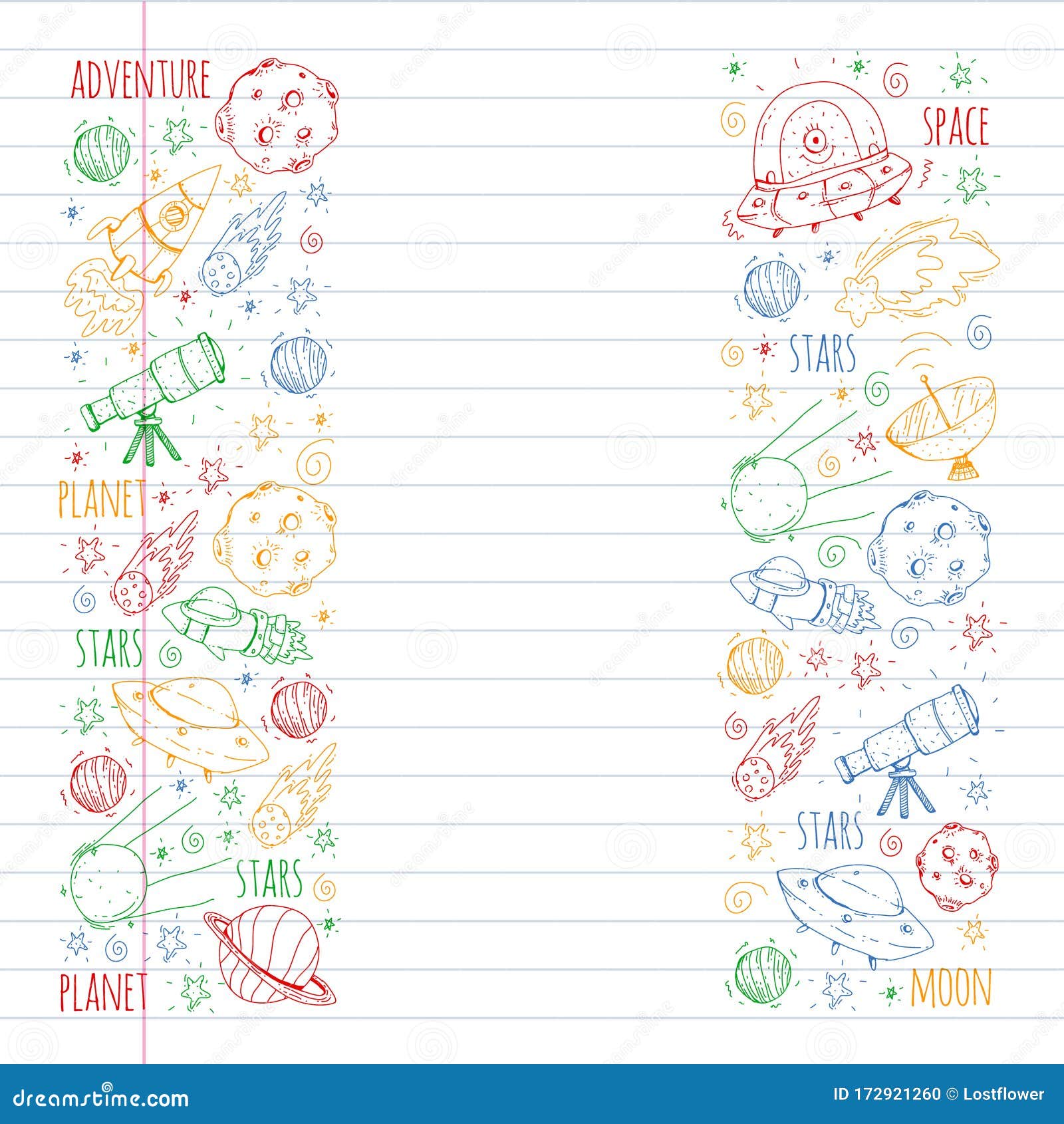 Space Vector Illustration. Science, Technology Pattern. Rocket and ...