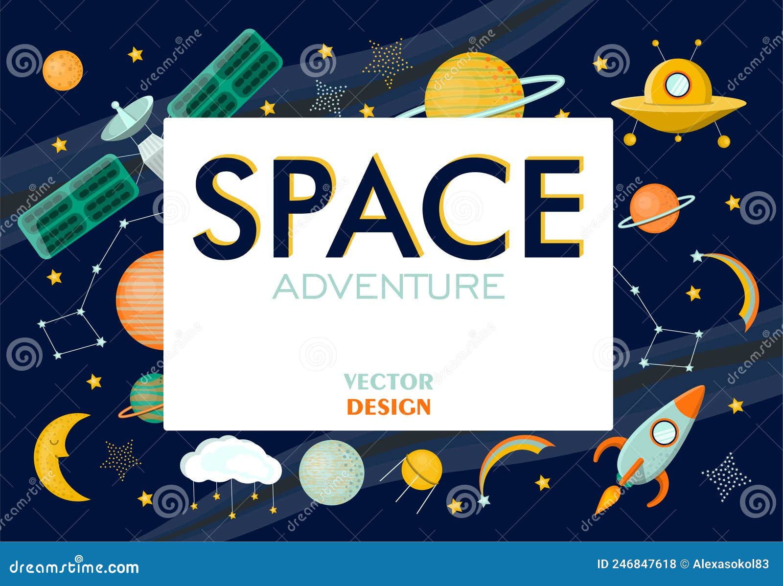 Space Vector Set. Space Objects: Stars, Planets, Satellites Stock ...