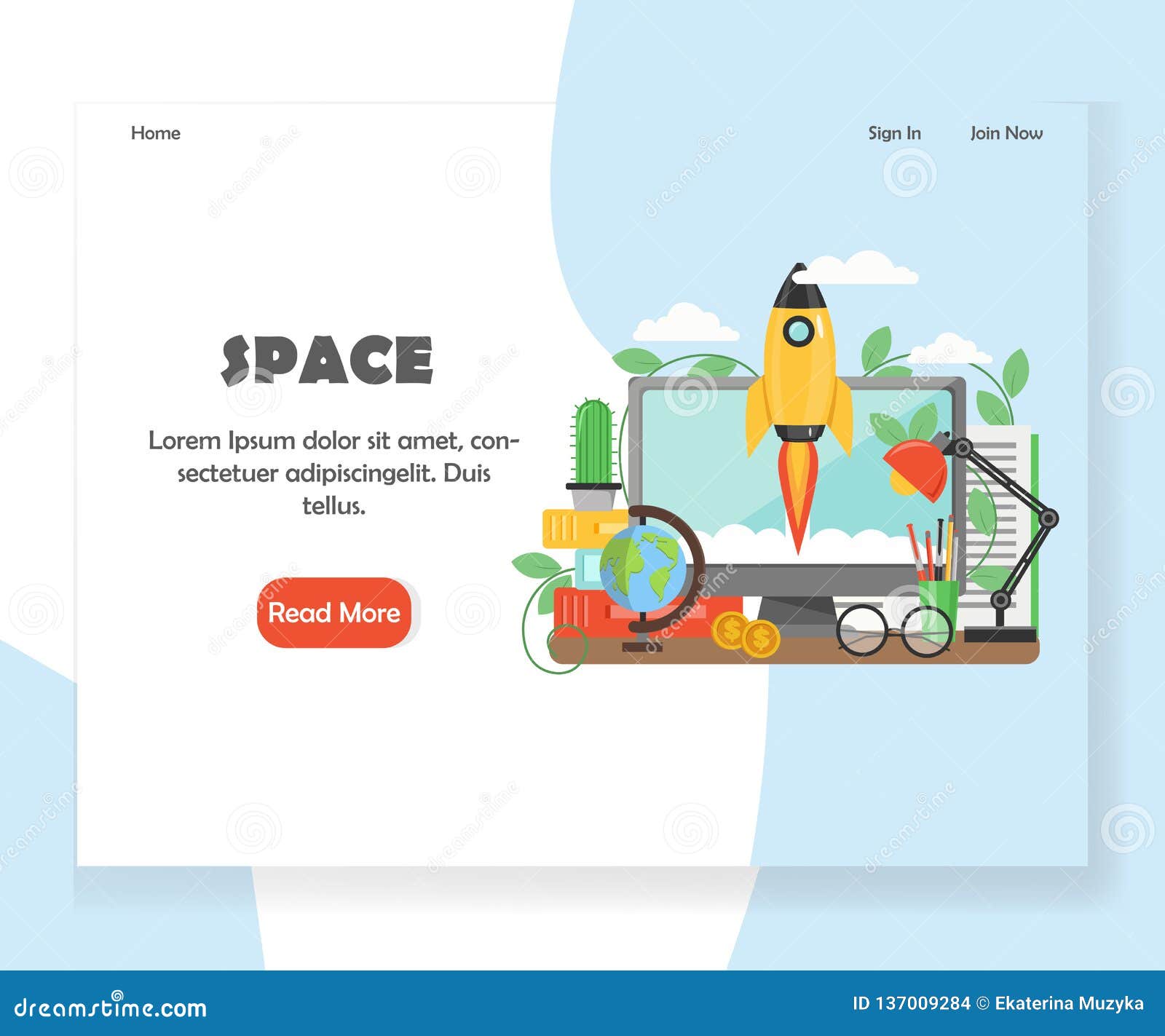 Space Vector Website Landing Page Design Template Stock Vector ...