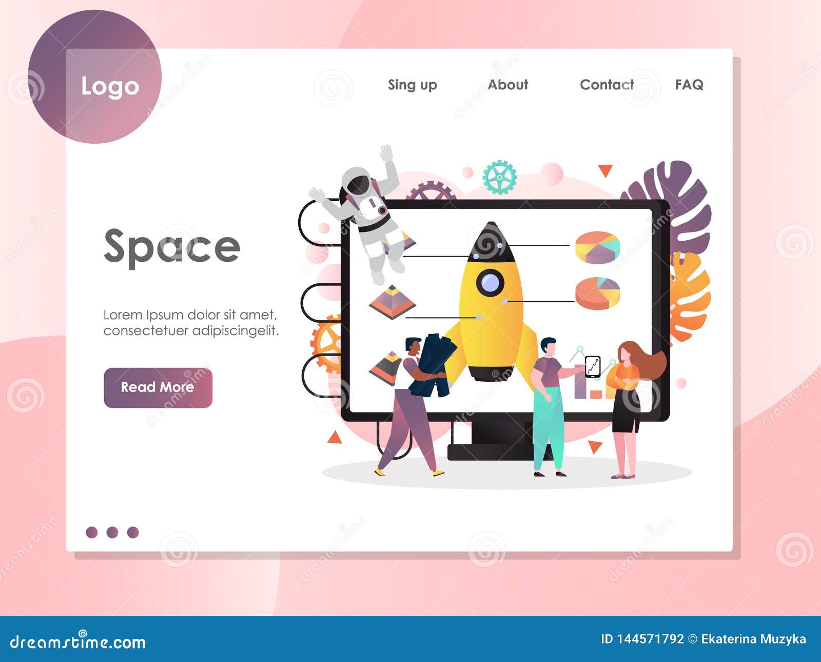 Space Vector Website Landing Page Design Template Stock Vector ...