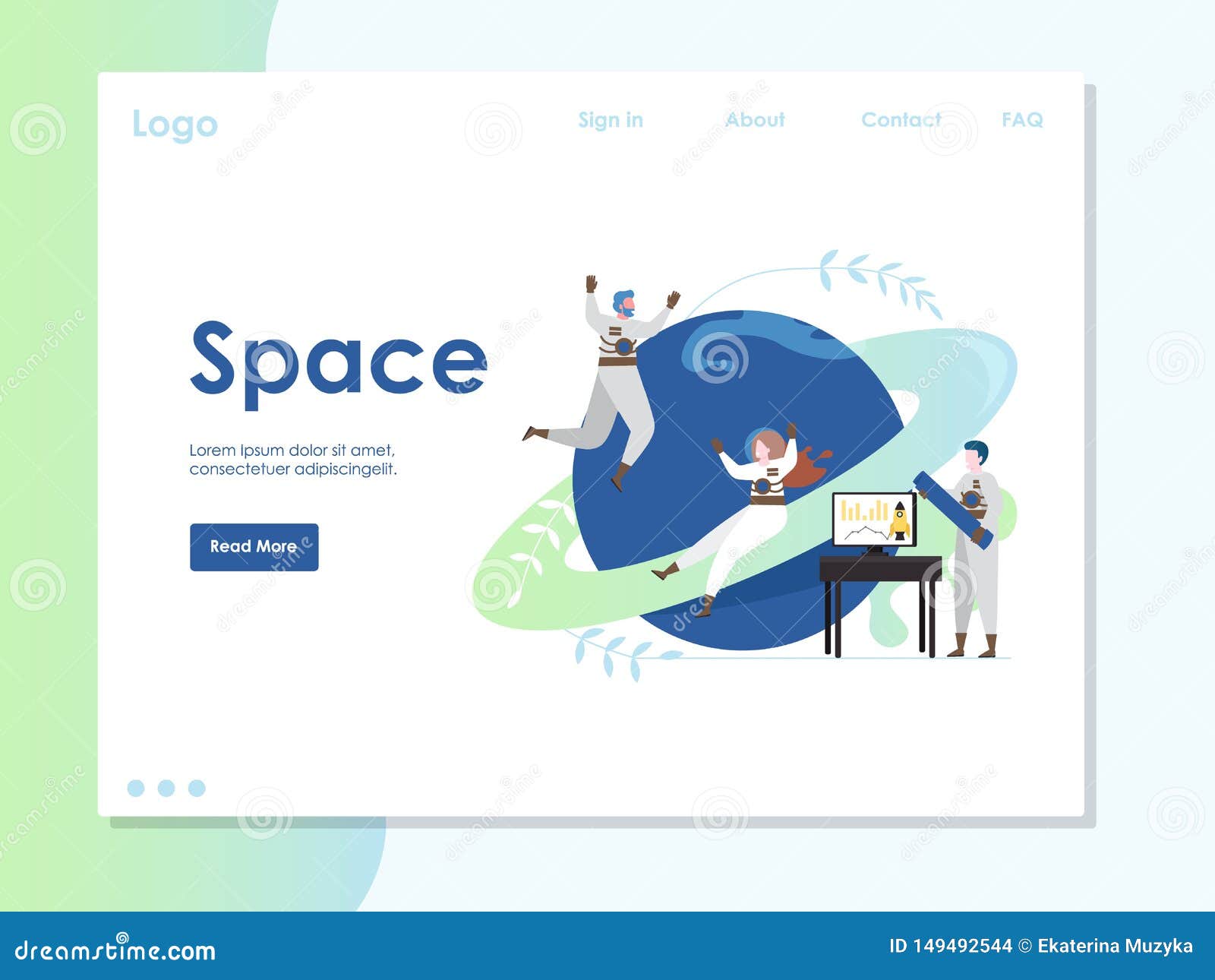 Space Vector Website Landing Page Design Template Stock Vector ...