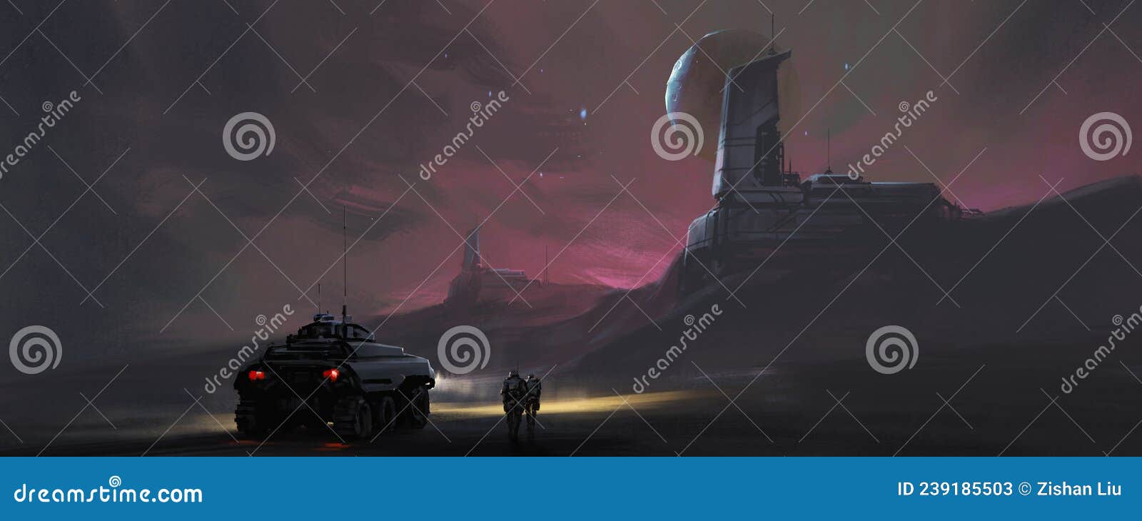 A Space Vehicle on an Alien Planet, 3D Illustration Stock Illustration ...