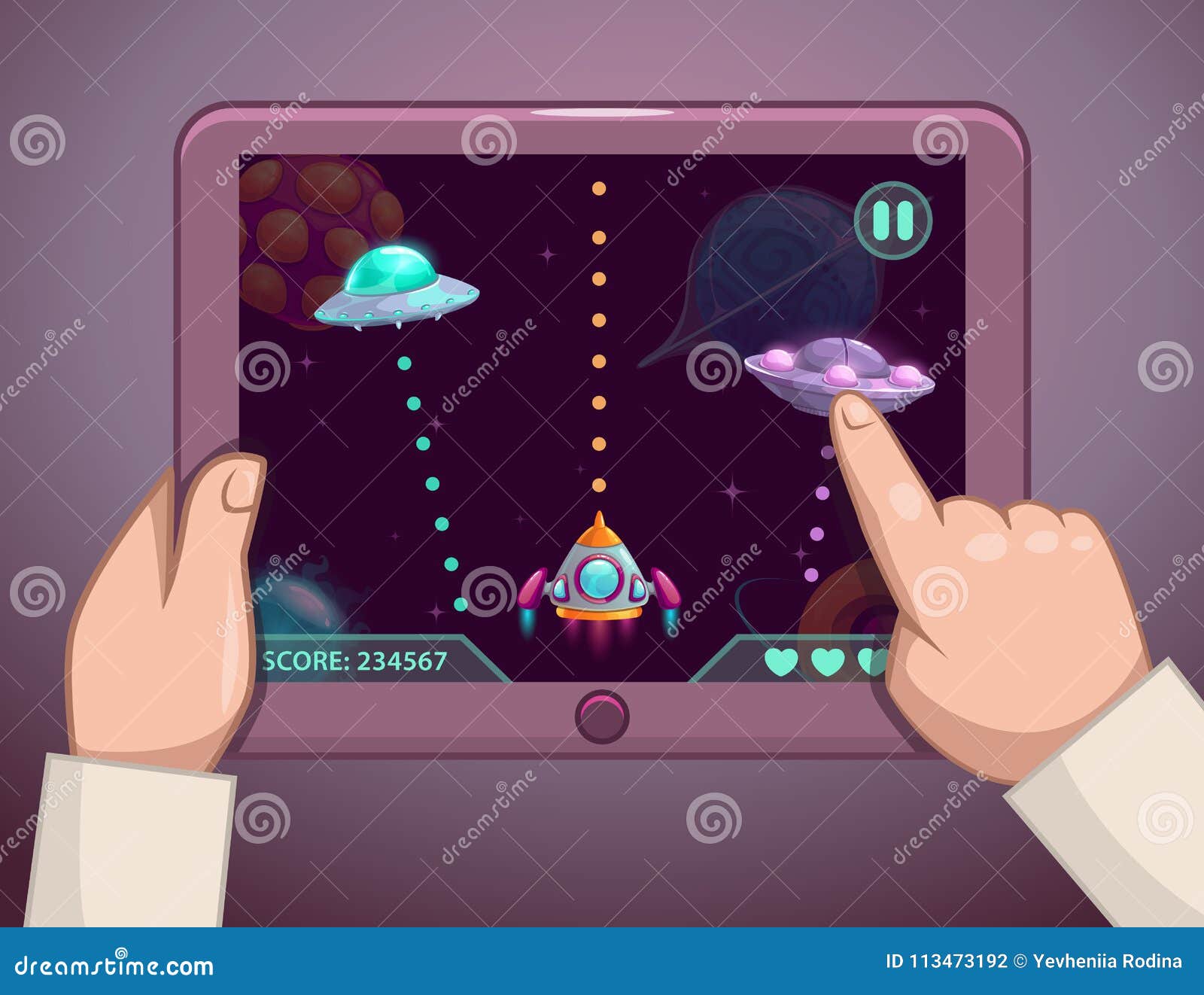 Space video game concept. stock vector. Illustration of cartoon - 113473192