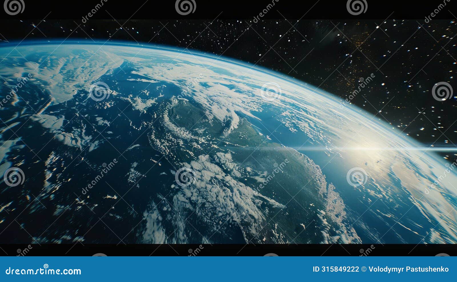 A Space View of the Earth with Stars Stock Photo - Image of orbit ...