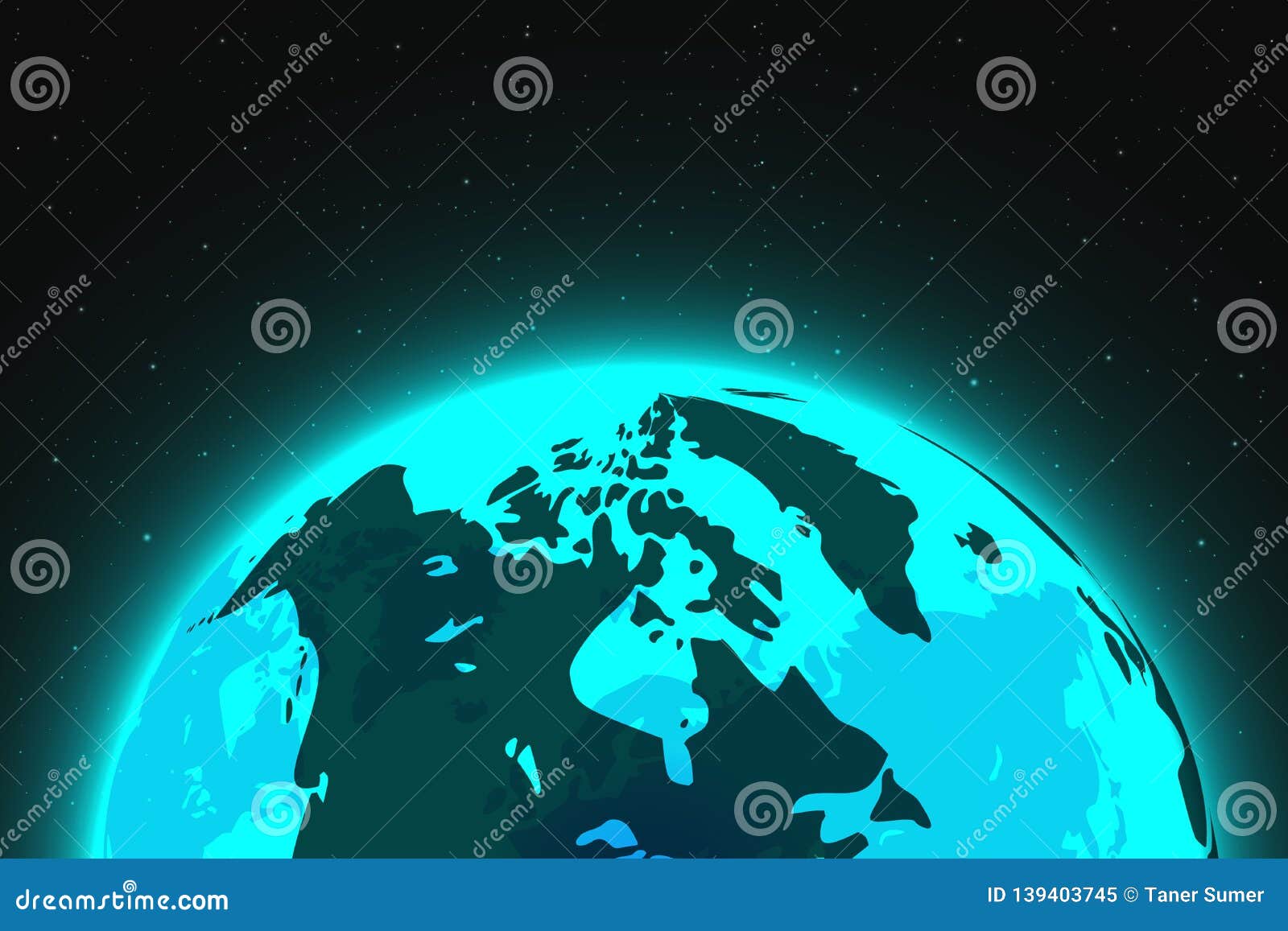 Space View of Planet Earth with Stars, Vector Stock Vector ...