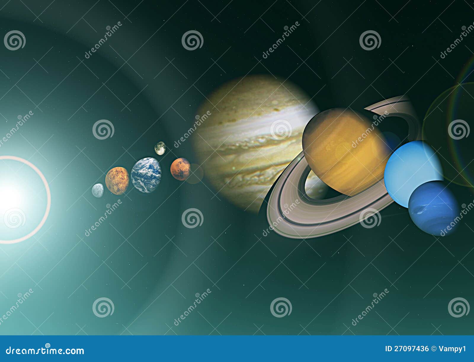 Space View of the Solar System Stock Illustration - Illustration of ...