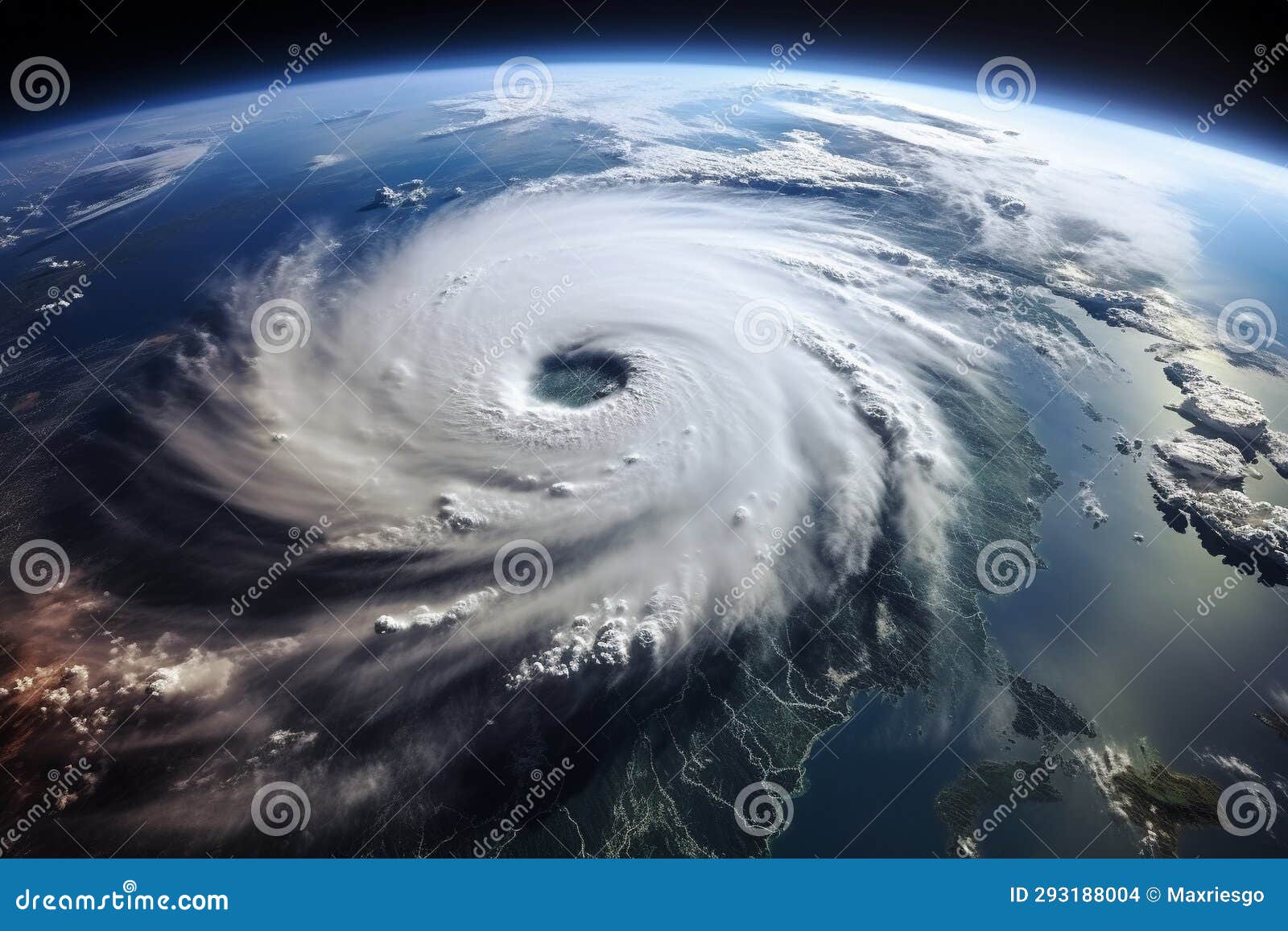 Space View of a Storm and the Eye of the Hurricane Stock Illustration ...