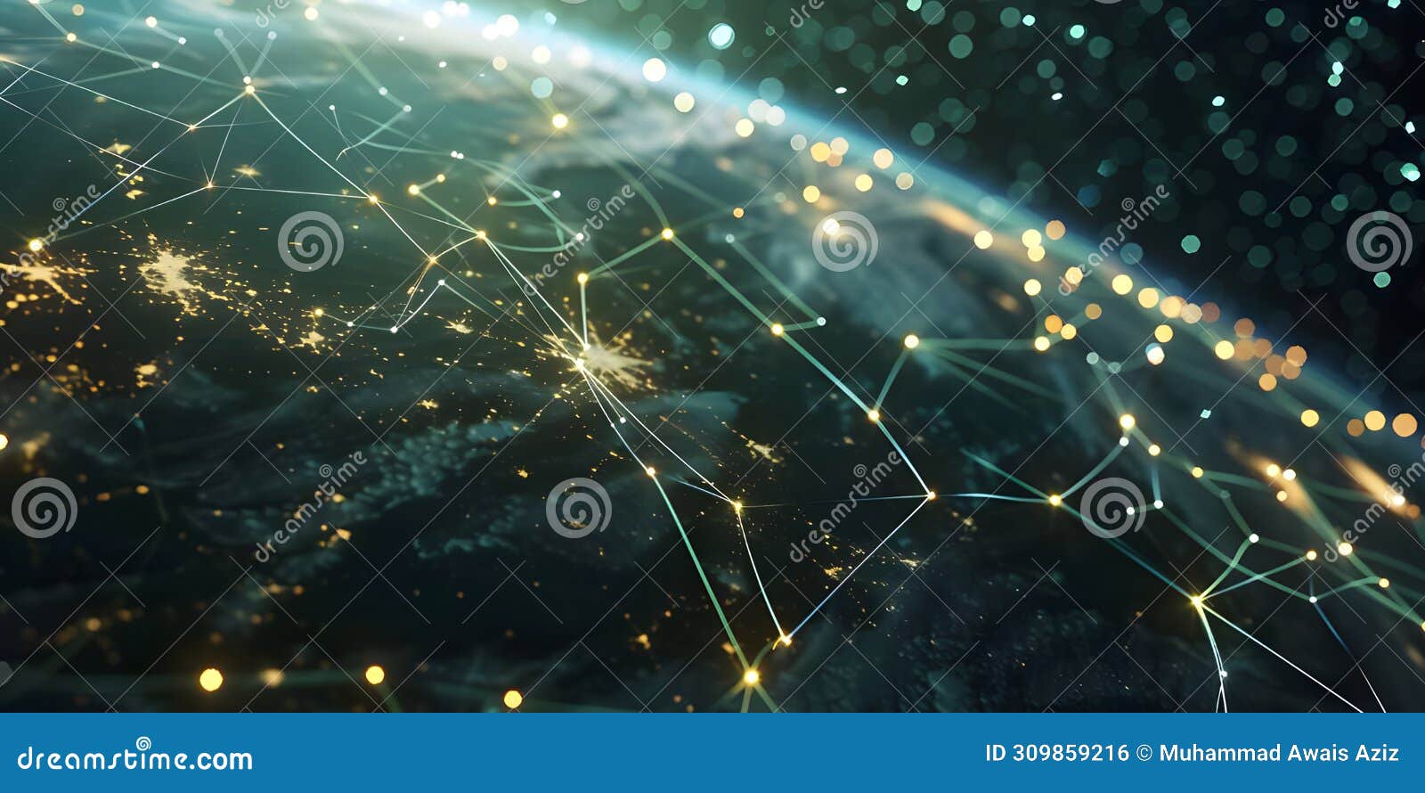 Space View of Telecommunication Network Background, Futuristic ...