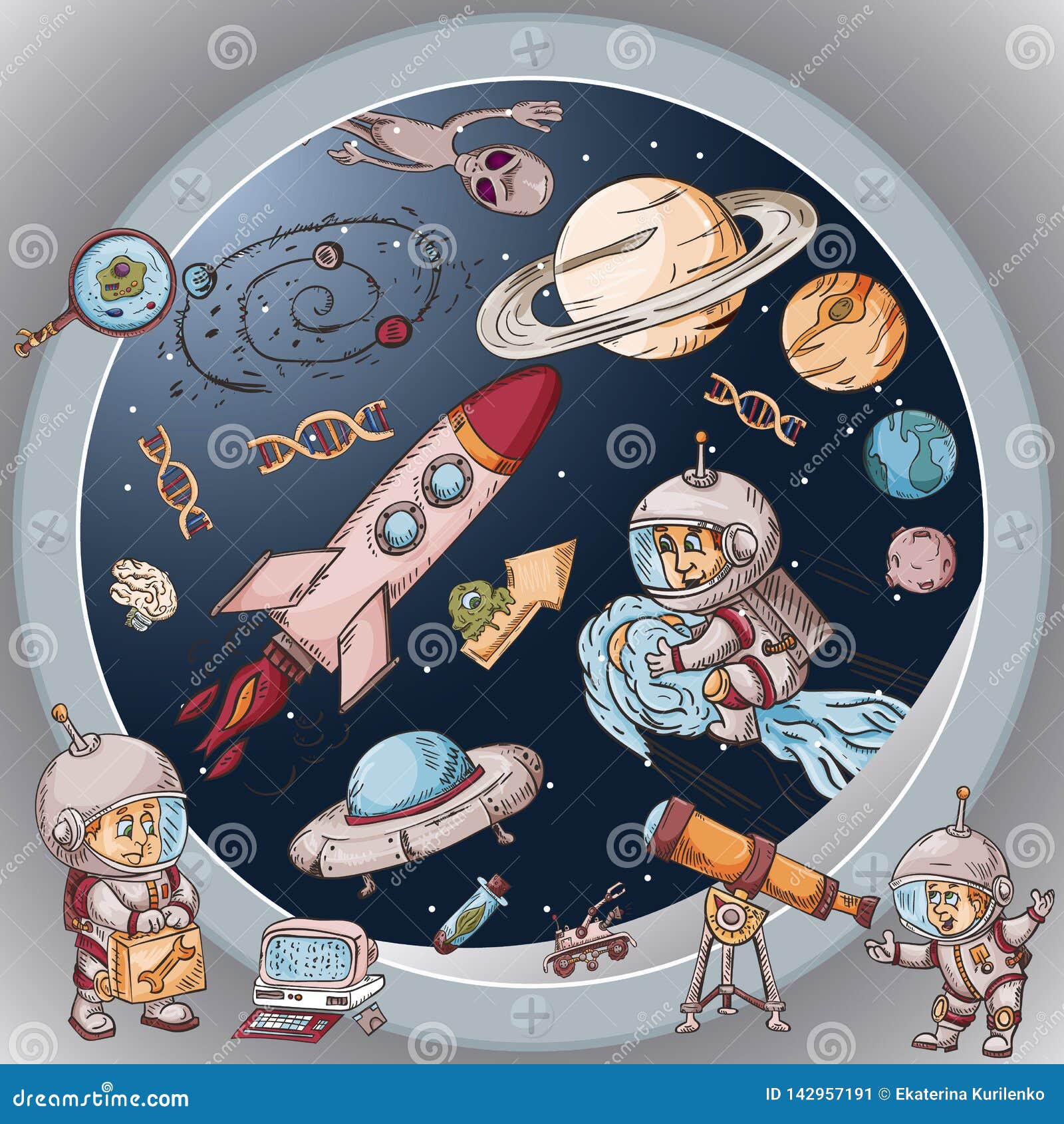 Space the View From_13_the Window of a Spacecraft Stock Vector ...