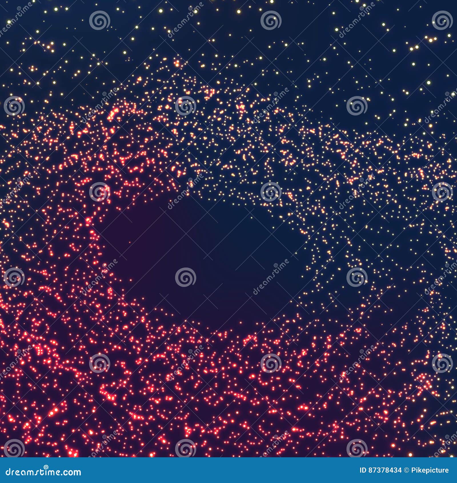 Space Vortex Vector Background. Abstract Space with Flying Glowing ...