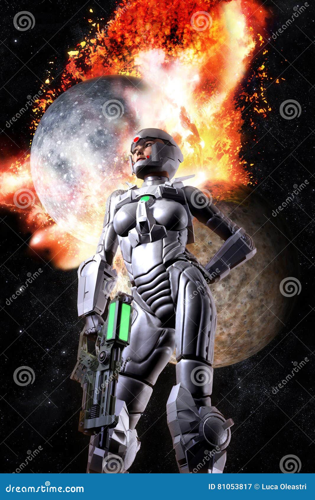 Space warrior woman stock illustration. Illustration of light - 81053817