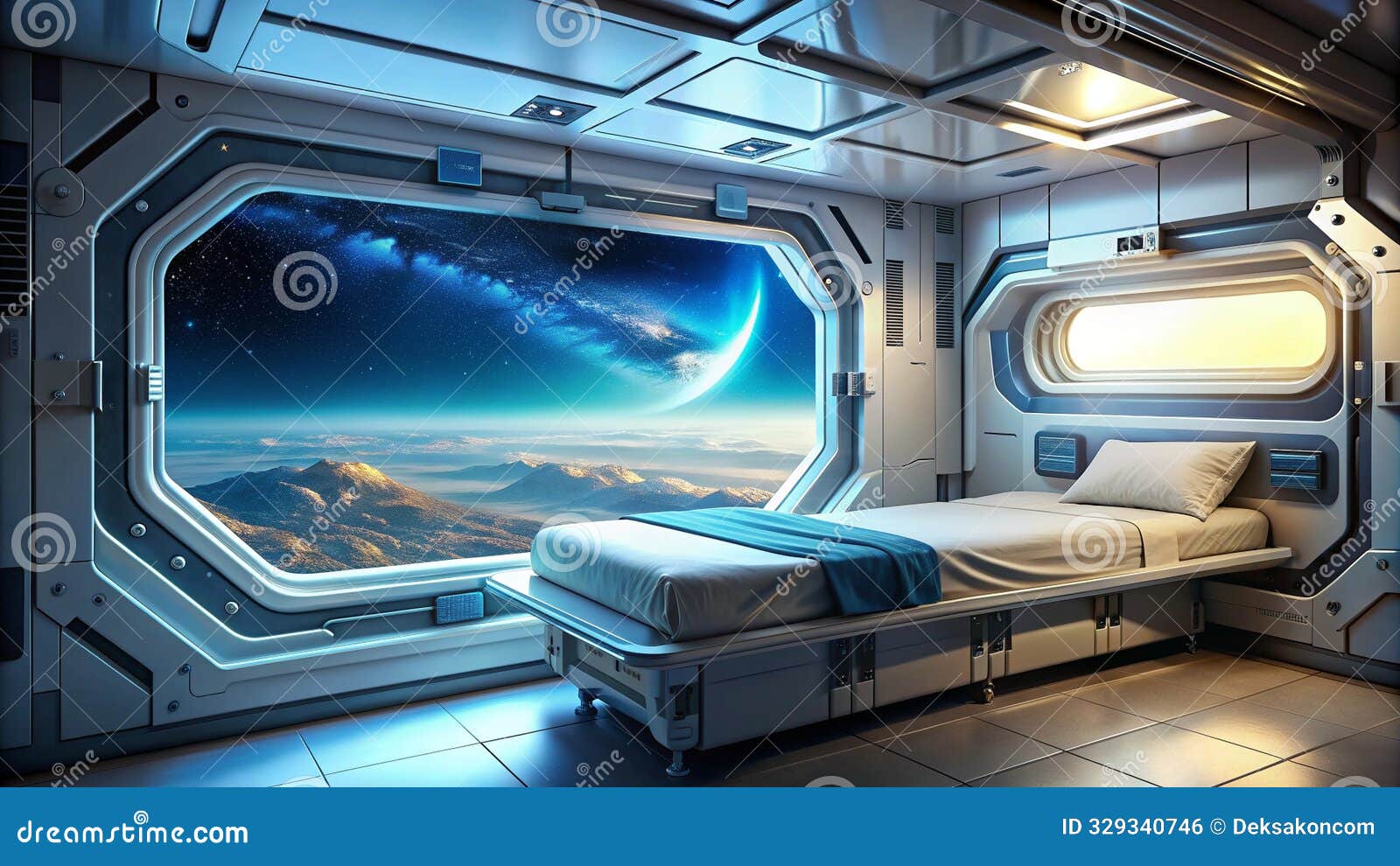 Spacecraft Compartment with Bed and Window Creative AI Stock ...