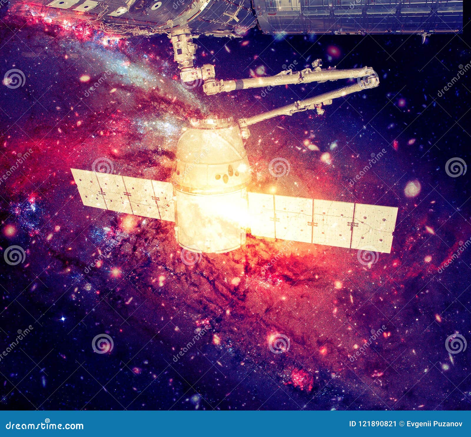 Spacecraft in Deep Space. Elements of this Image Furnished by NASA ...