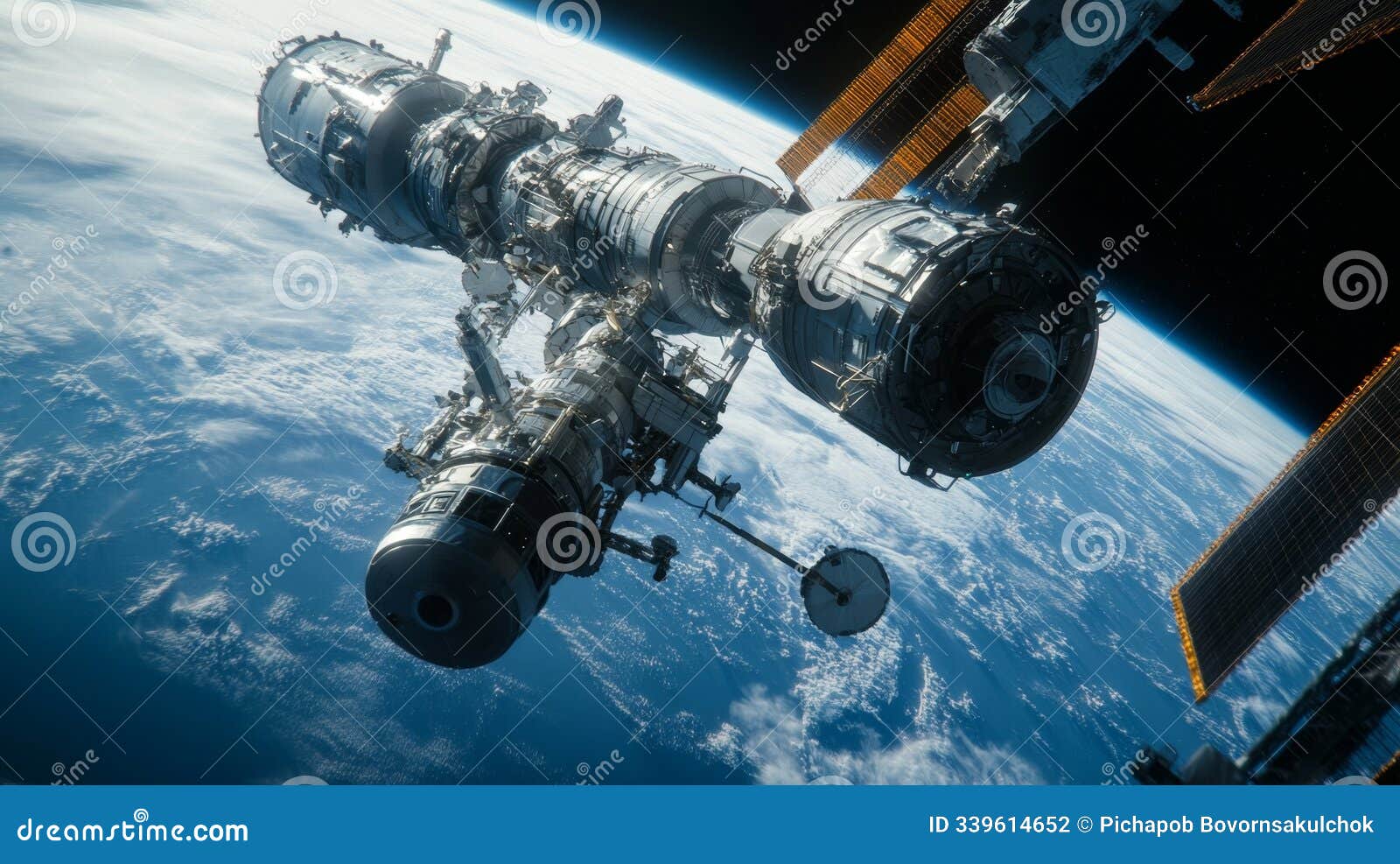 Spacecraft Docking at the Space Station Stock Illustration ...