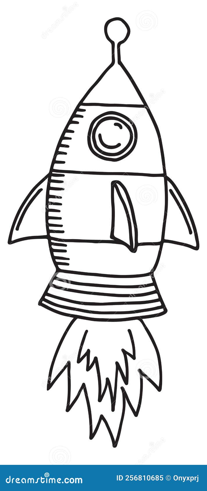 Spacecraft Doodle. Hand Drawn Rocket Launch Sketch Stock Vector ...