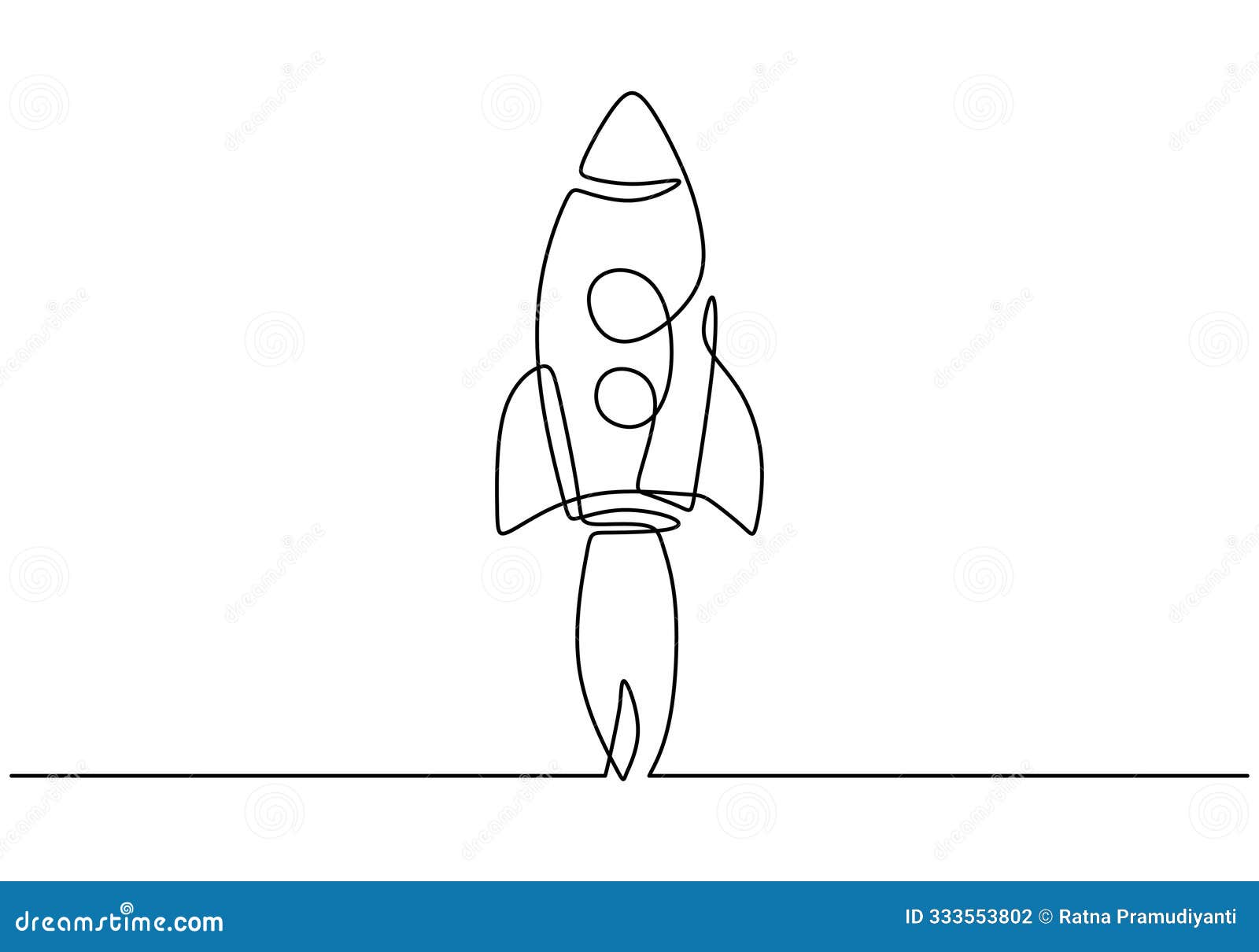 Spacecraft Flying Continuous Line Drawing. Rocket Space Ship Launch ...