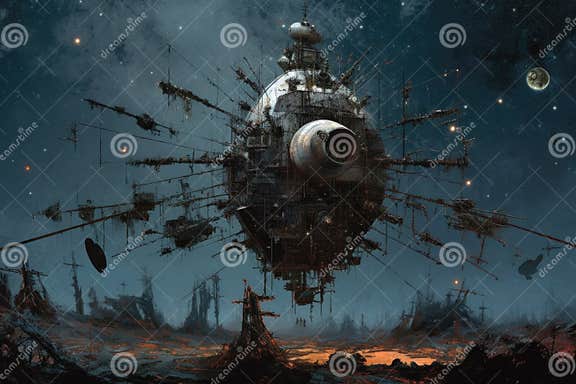 Spacecraft Graveyard Orbit with Multiple Decaying Satellites Stock ...