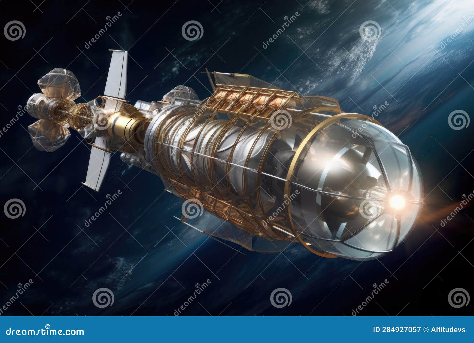 Spacecraft with Hybrid Propulsion Technologies Stock Illustration ...