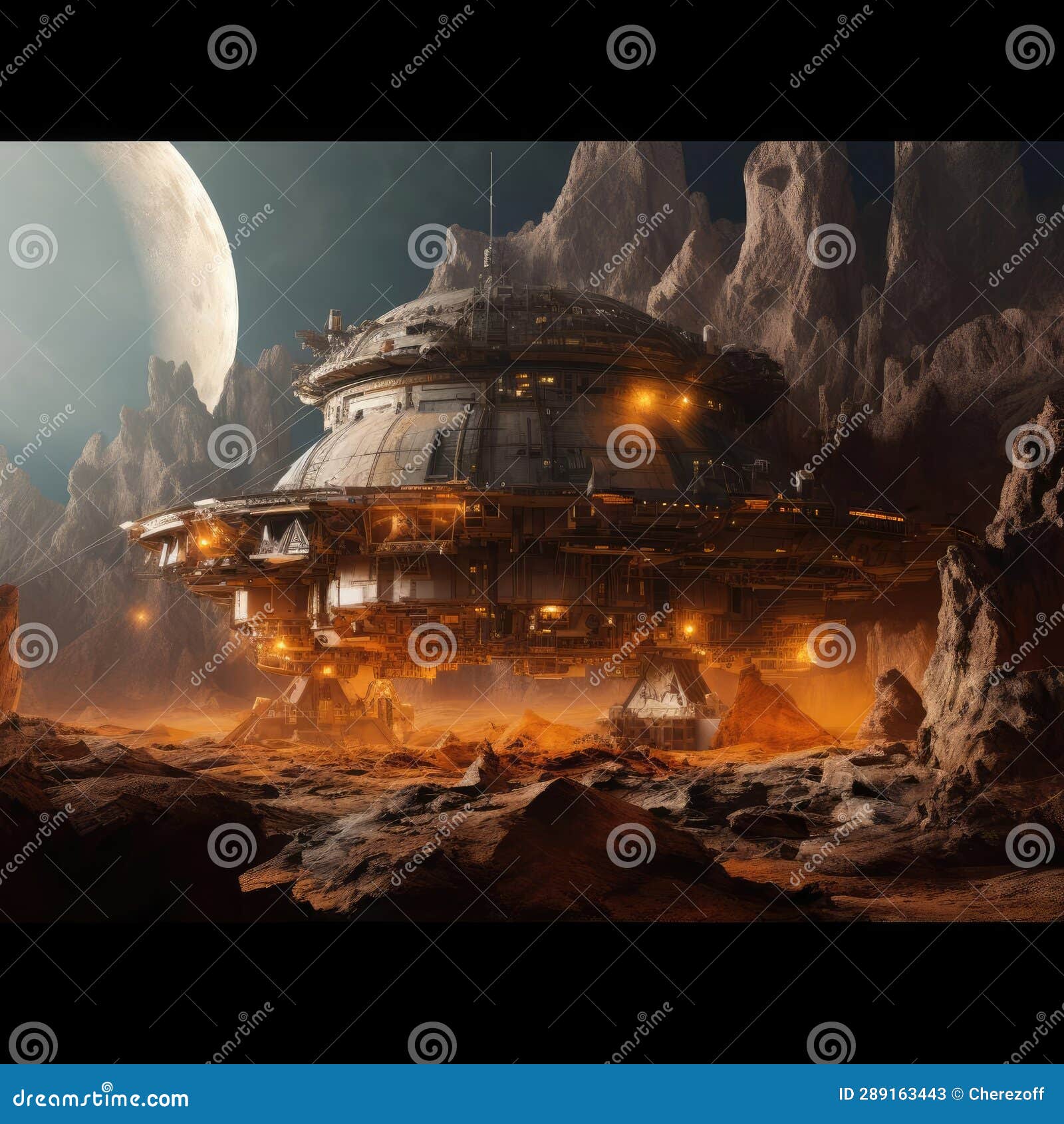 A Spacecraft Lands on the Surface of the Moon Stock Image - Image of ...