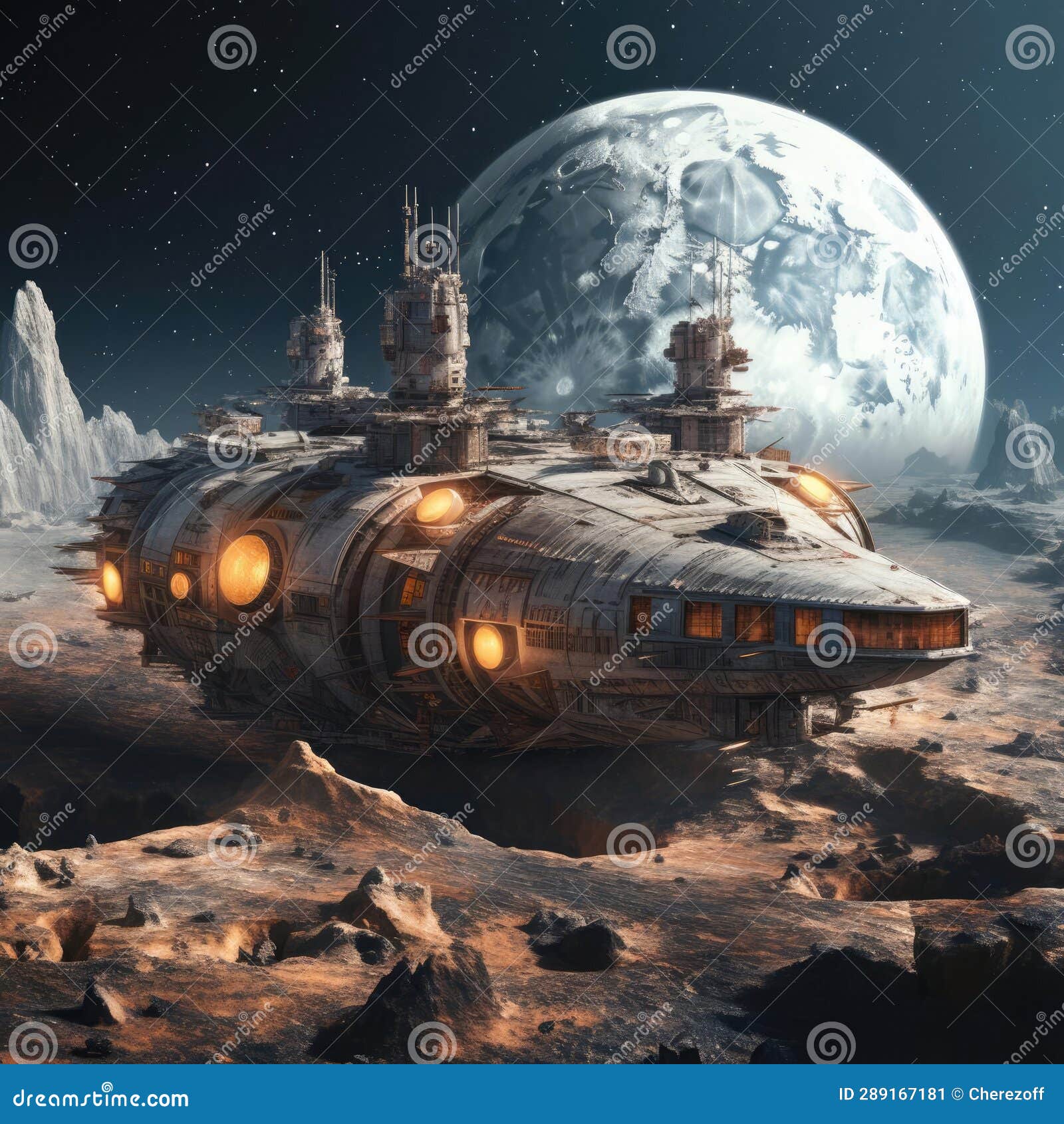 A Spacecraft Lands on the Surface of the Moon Stock Image - Image of ...